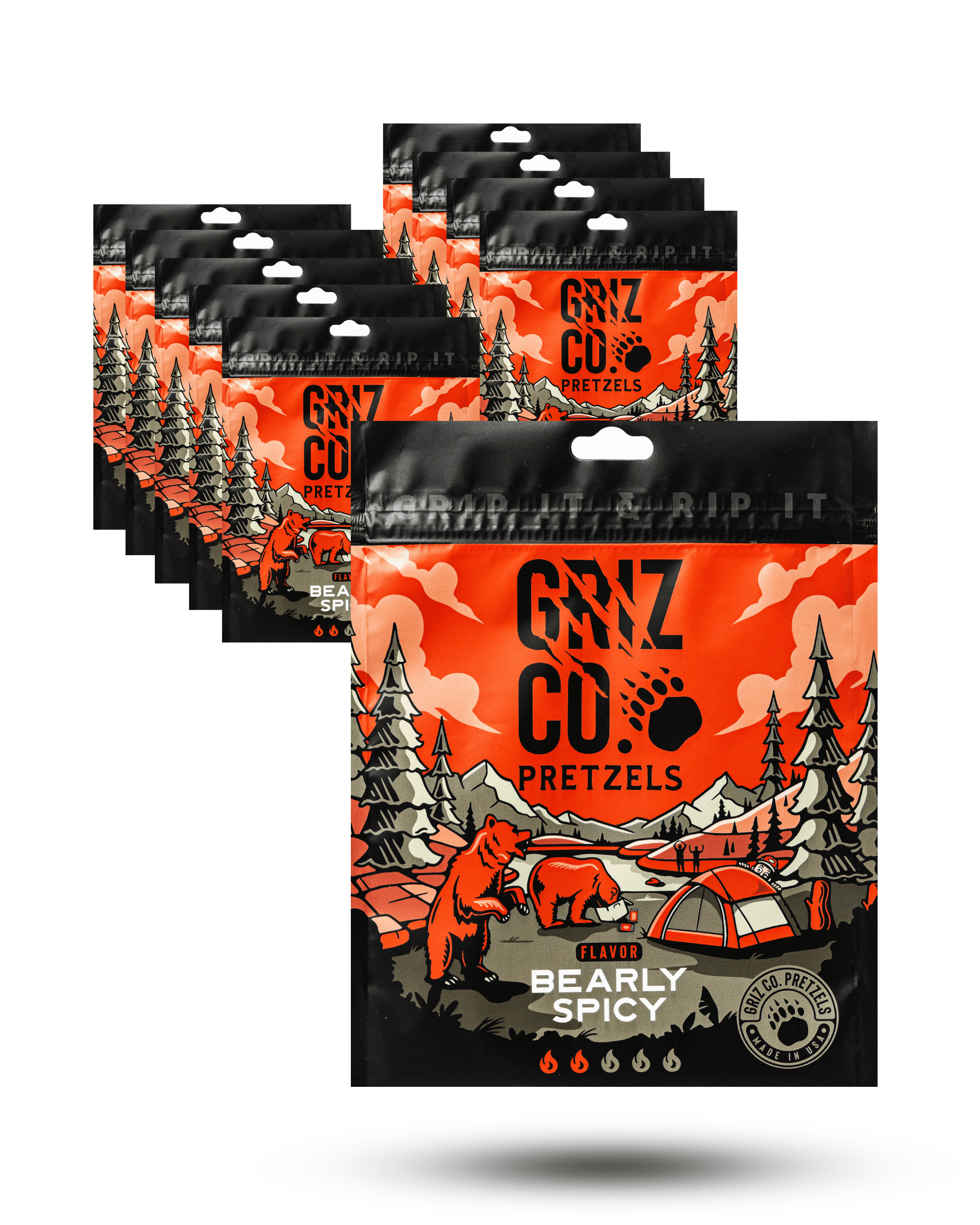 Griz Co Bearly Spicy Seasoned Pretzels Flavored Pretzels 10 Pack ...