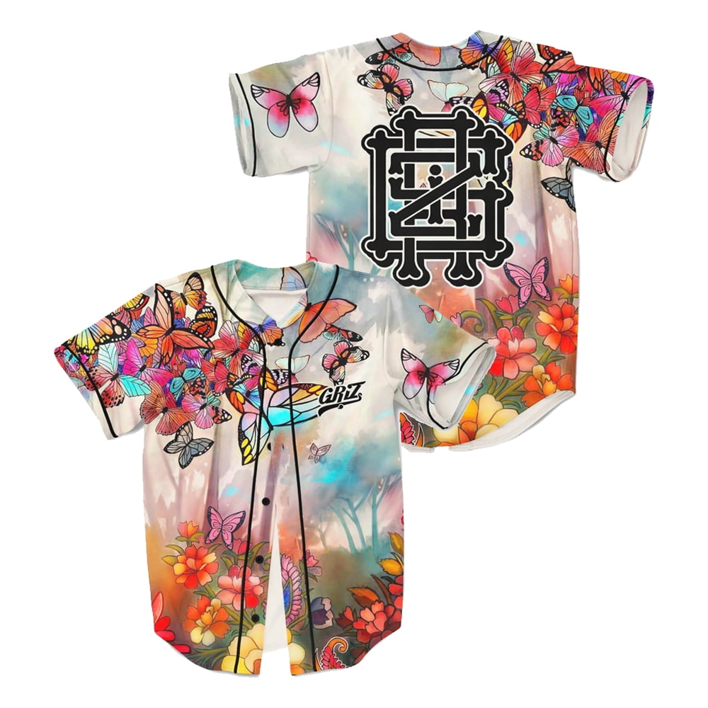 Griz Merch Heaven Butterflies Baseball Jersey Shirts Short Sleeve Tops ...