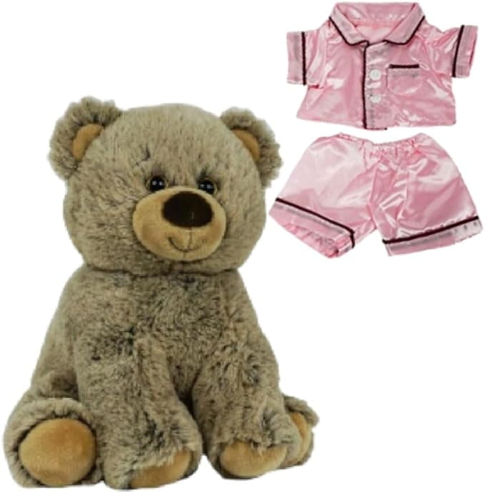 Griz the Grizzly Bear Snuggles Up in 8 Inch Pink Satin PJ’s – A Warm ...
