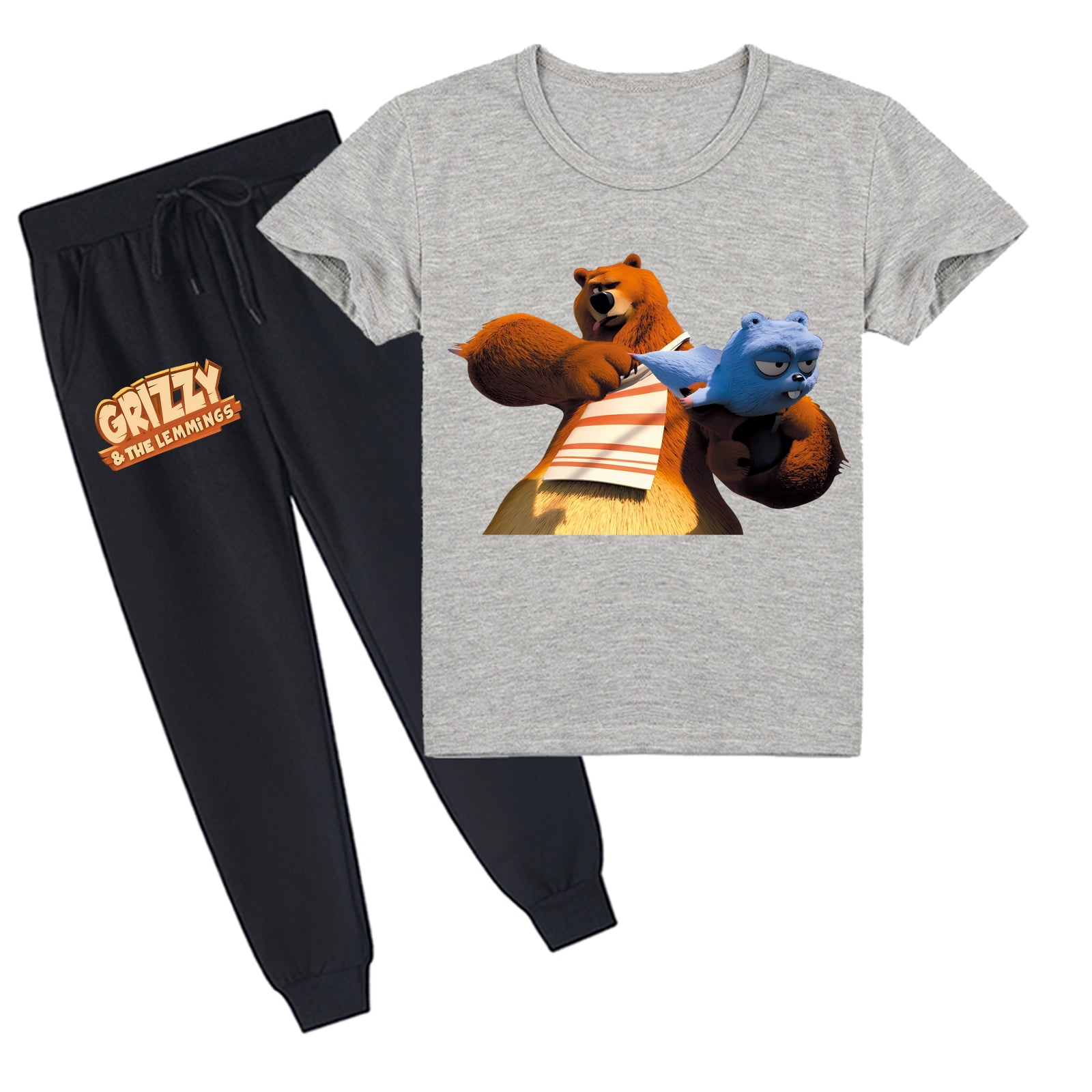 Grizzly And The Lemmings Printed Cotton Set: Short Sleeve T-shirt and ...