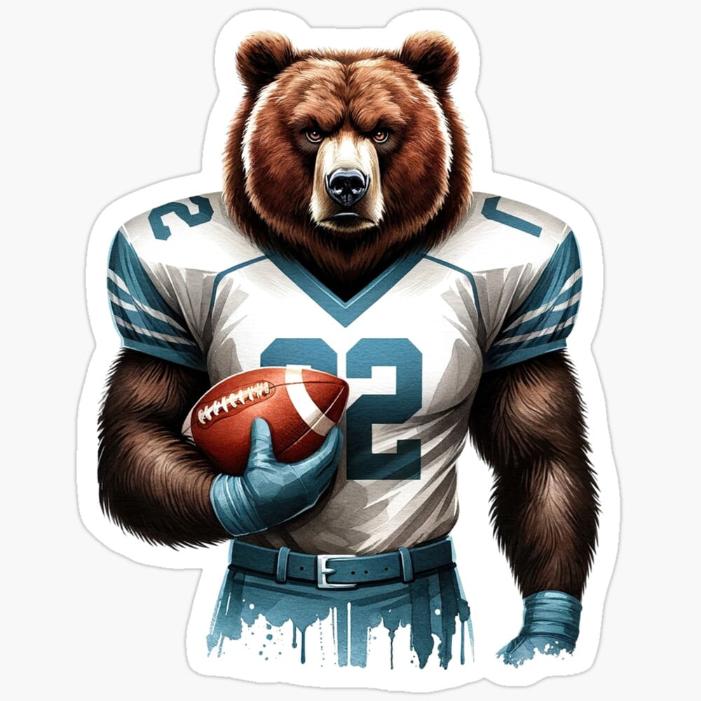 Grizzly Bear Amarican Football Sticker Baseball Sticker, Football ...