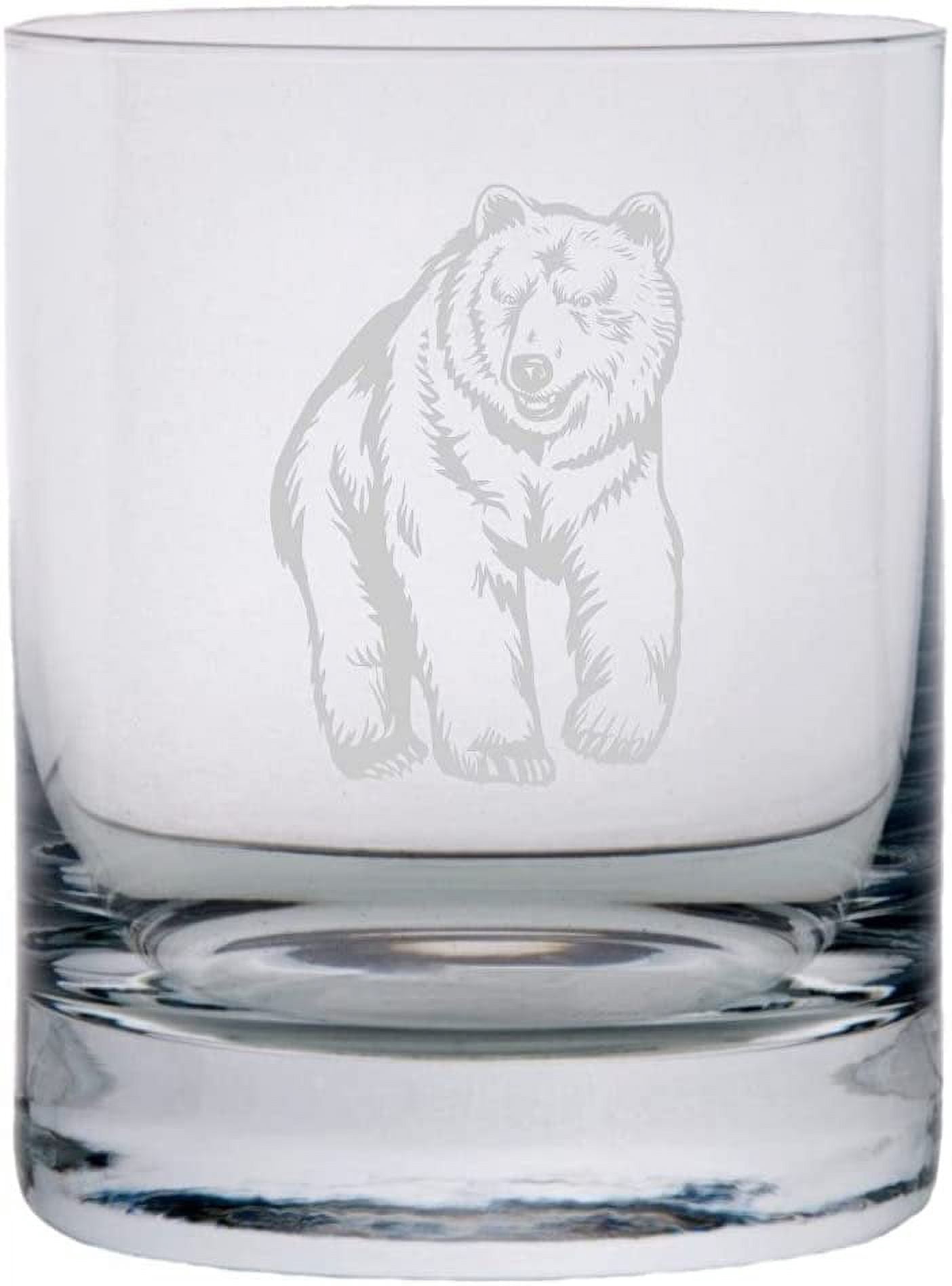 Grizzly Bear Body Zoo Animal Themed Etched 10.25oz Crystal Rocks Whisky ...