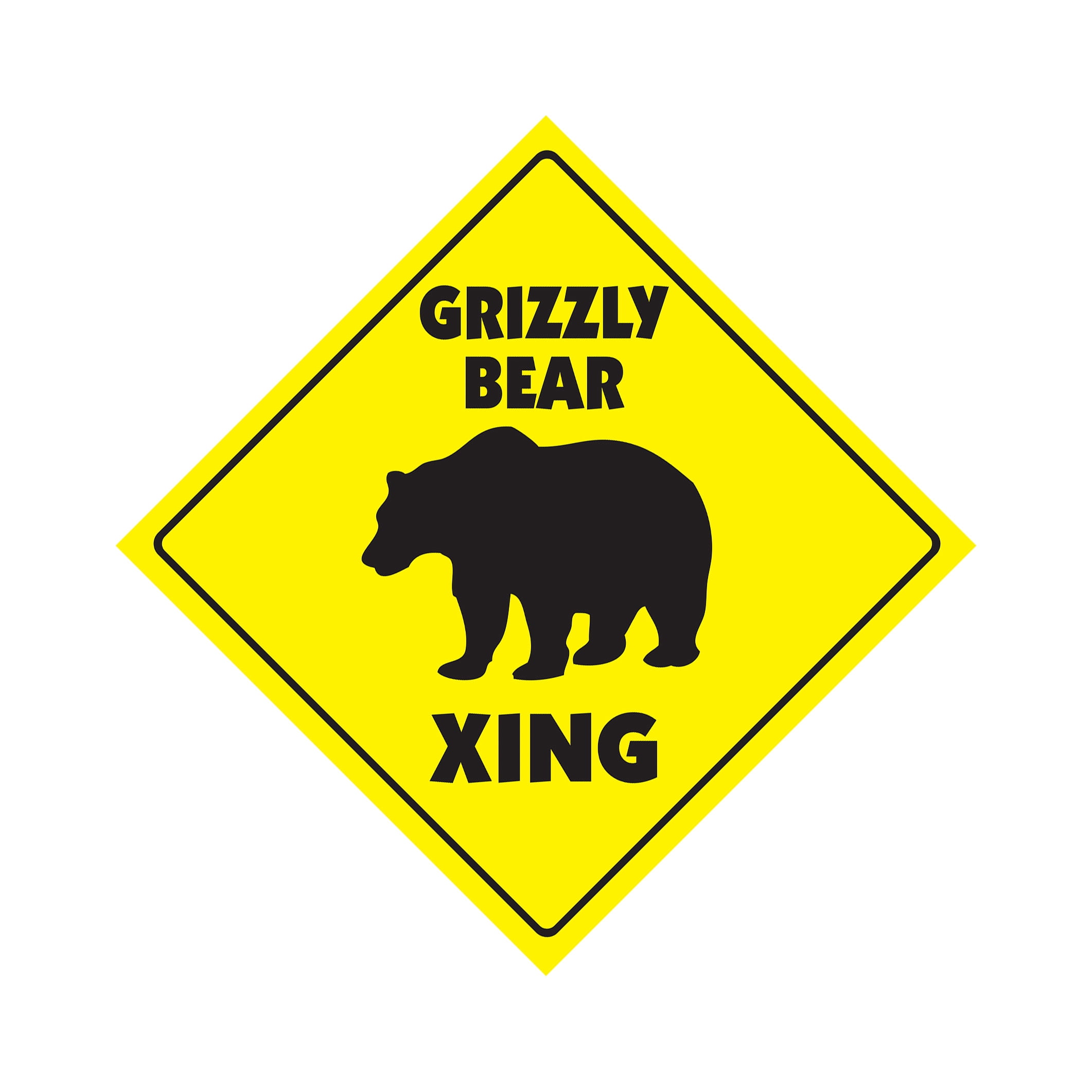 Grizzly Bear Crossing Sign Zone Xing | Indoor/Outdoor | 20" Tall black ...