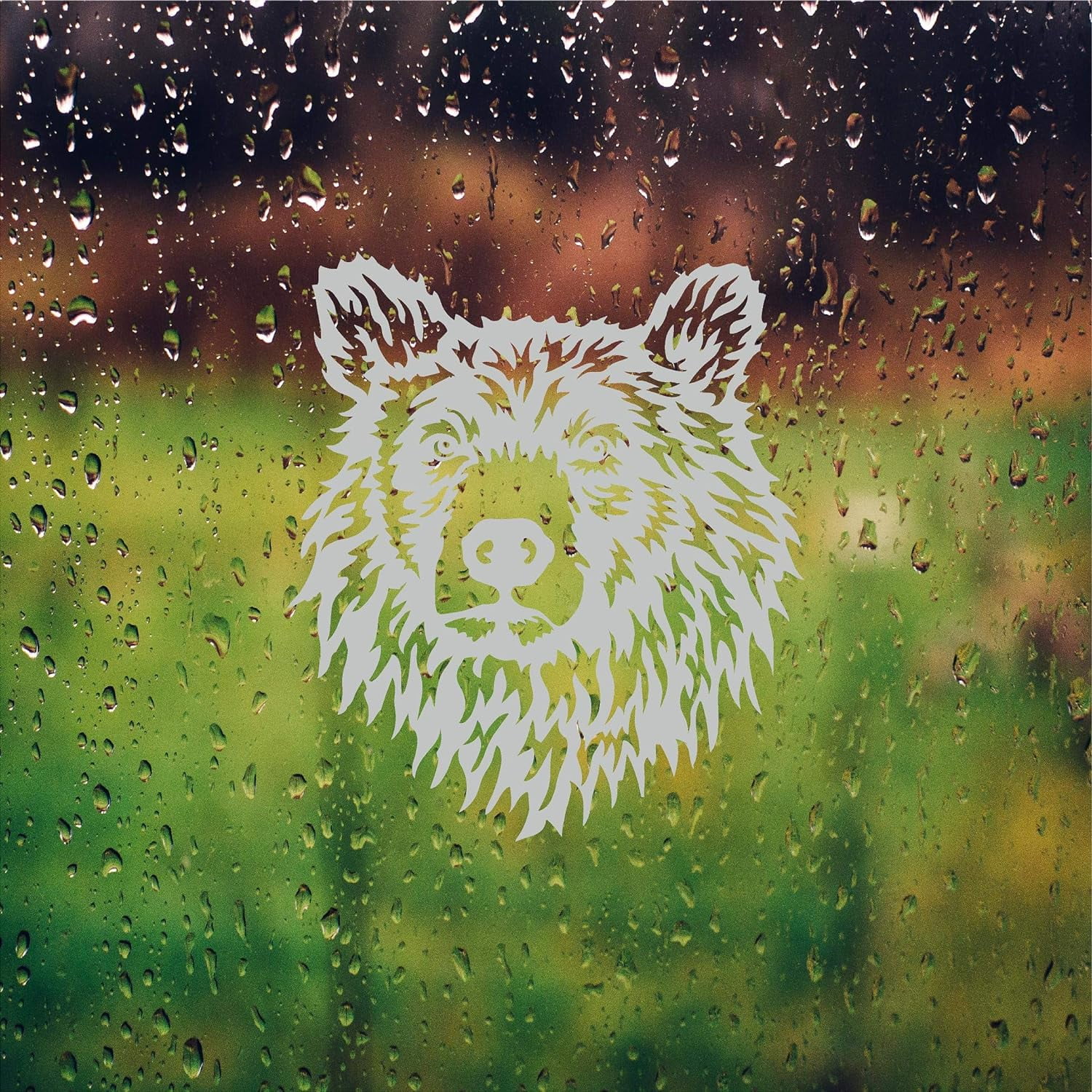 Grizzly Bear Front Door Window Decal Hunting Gun Cabinet Etched Glass ...