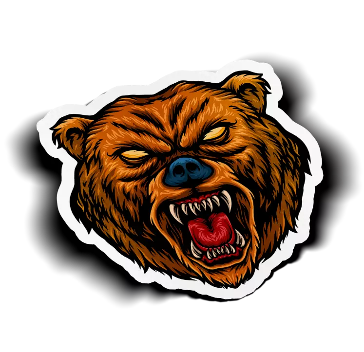 Grizzly Bear Growling Face Animal Sticker For Tumblers, Laptops, Phone ...