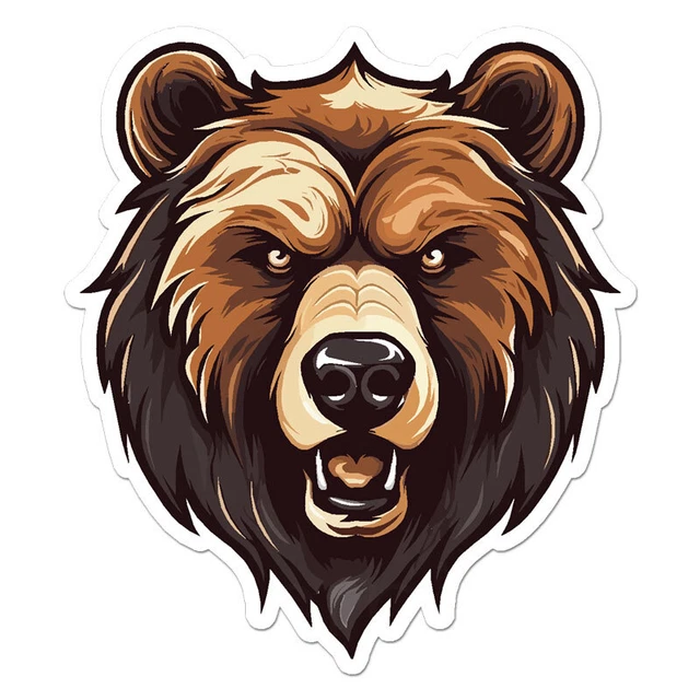 Grizzly Bear Head Sticker Indoor Outdoor Phone Decal Water Bottle ...
