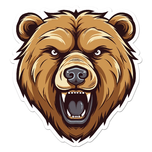 Grizzly Bear Head Sticker Phone Decal Water Bottle Stickers Car Decals ...