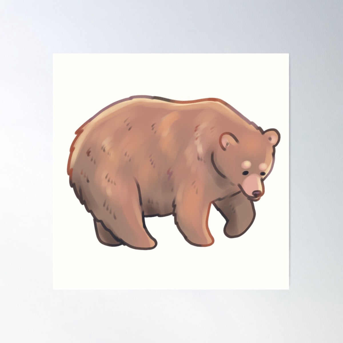 Grizzly Bear Illustration Poster Wall Art, Modern Wall Decor For Living ...