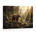 Grizzly Bear In Mountain Forest Wildlife Nature For Rustic Home Canvas ...