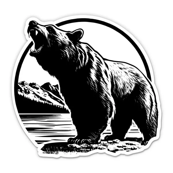 Grizzly Bear Nature Alaska Sticker Phone Decal Water Bottle Stickers ...