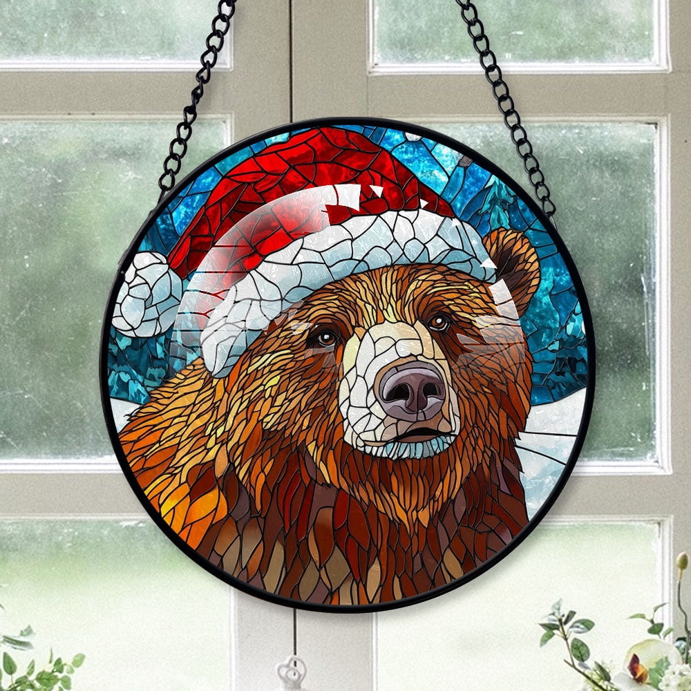 Grizzly Bear Ornament Christmas 2025, Grizzly Bear Stained Glass ...