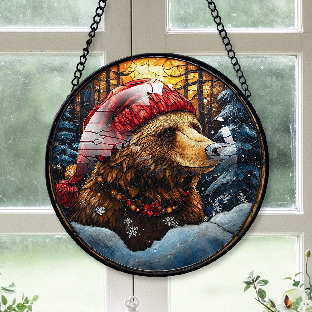 Grizzly Bear Ornament Christmas 2025, Grizzly Bear Stained Glass ...