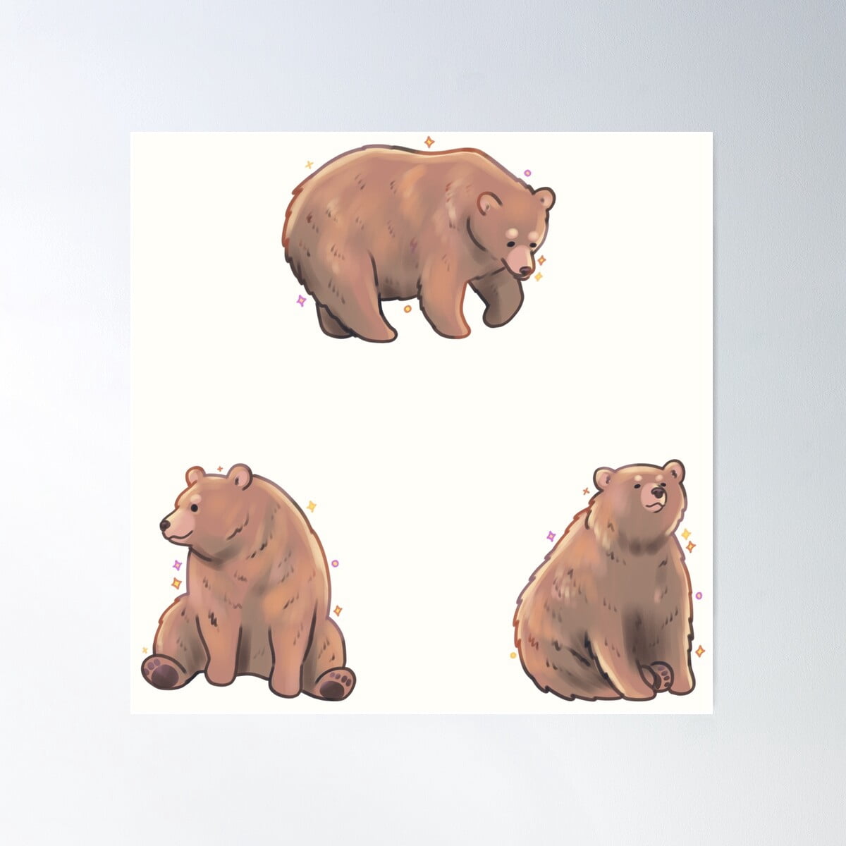 Grizzly Bear Pack Poster Wall Art, Modern Wall Decor For Living Room ...