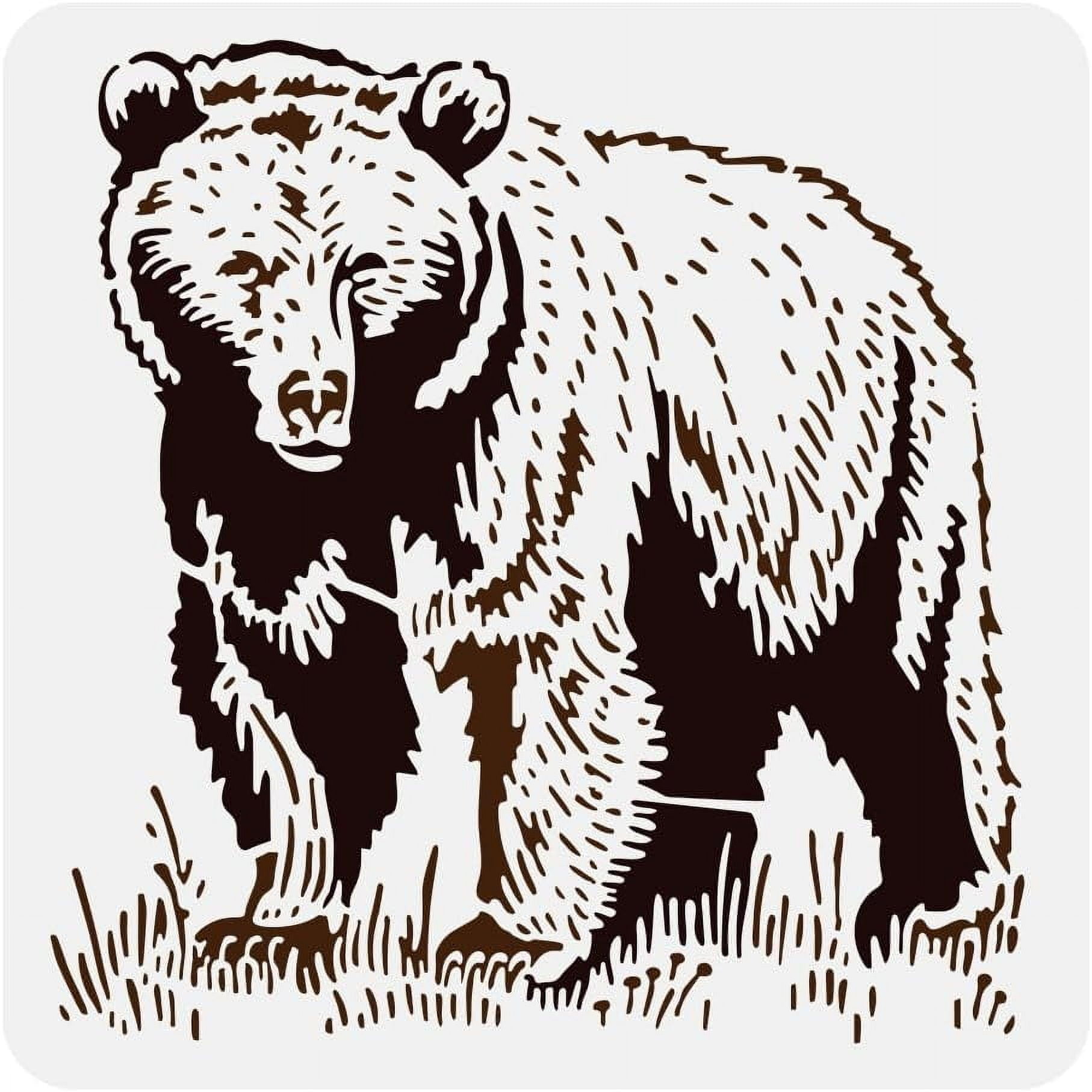 Grizzly Bear Stencil for Painting 11.8x11.8 inch Large Black Bear ...
