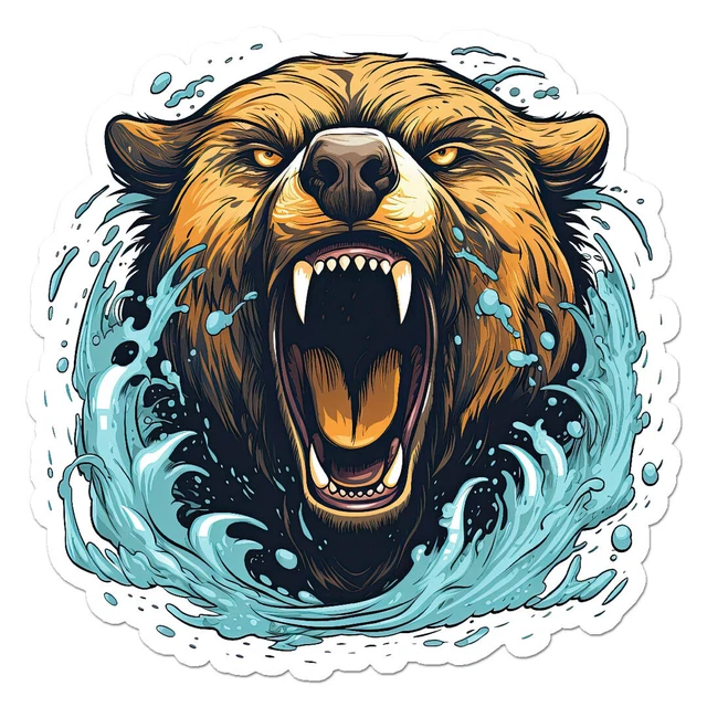 Grizzly Bear Sticker Phone Decal Water Bottle Stickers Car Decals ...