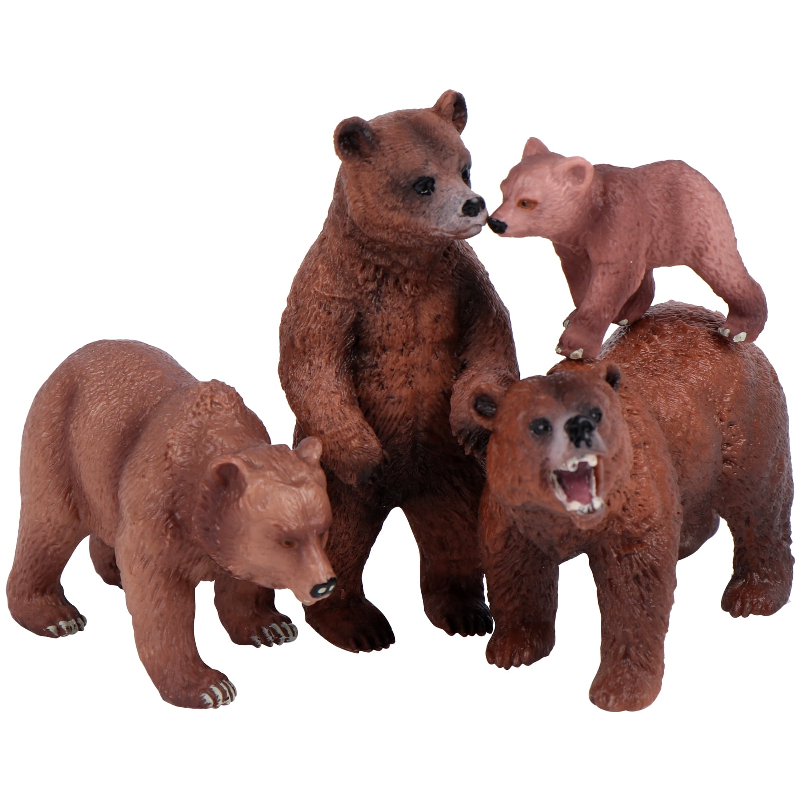 Grizzly Bear Toys Figurines Set Plastic Forest Animal Bear Family ...