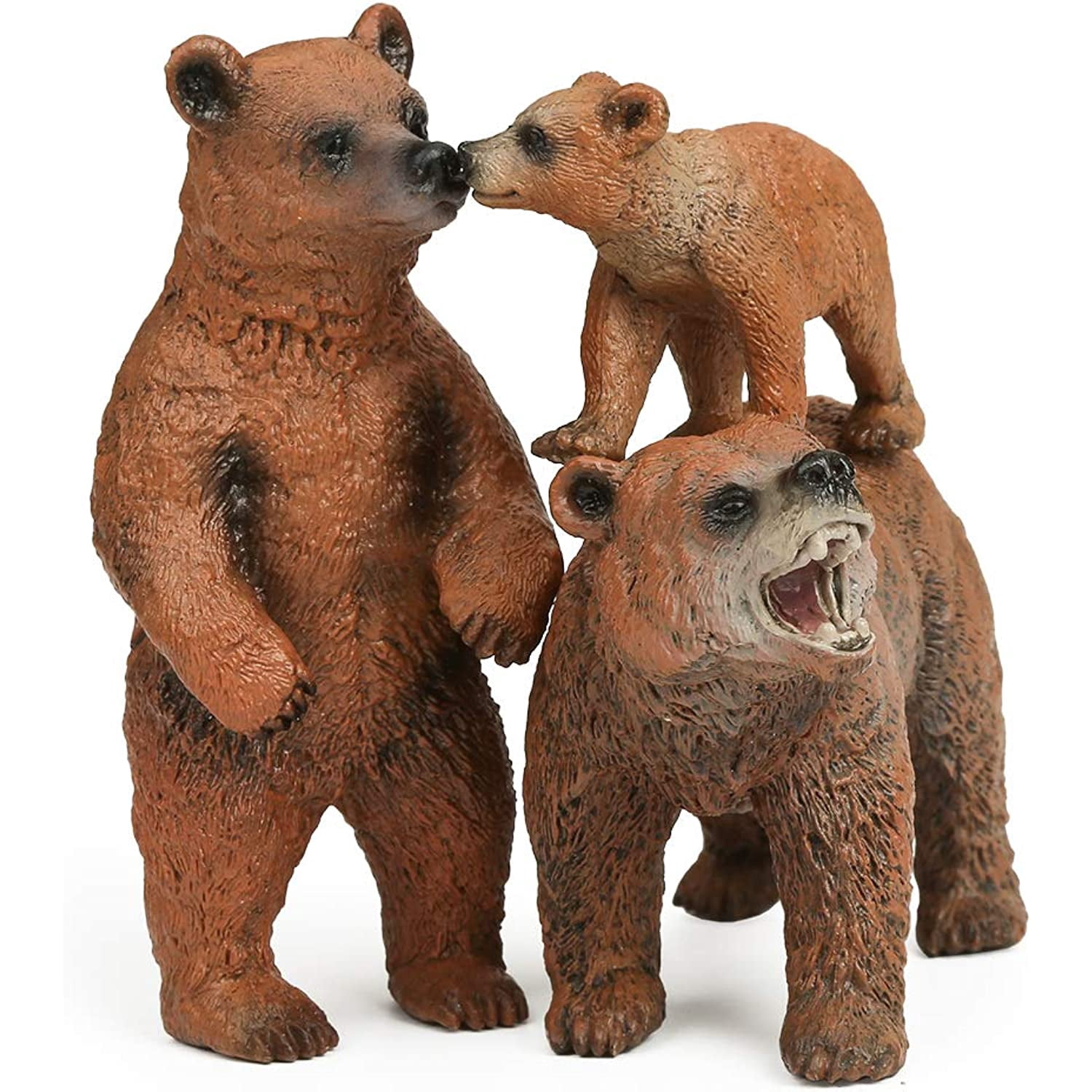 Grizzly Bear Toys Figurines Set, Plastic Forest Animal Bear Family ...