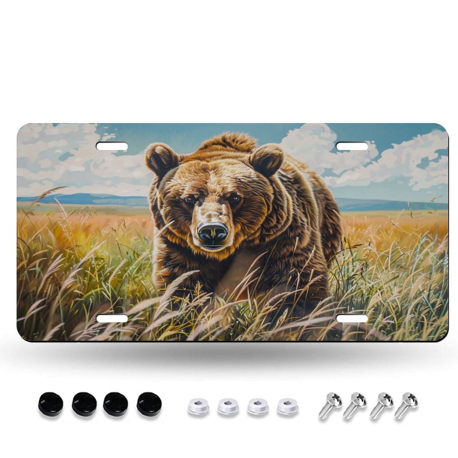 Grizzly Bear Walking Through Tall Grass in The Great Plains License ...