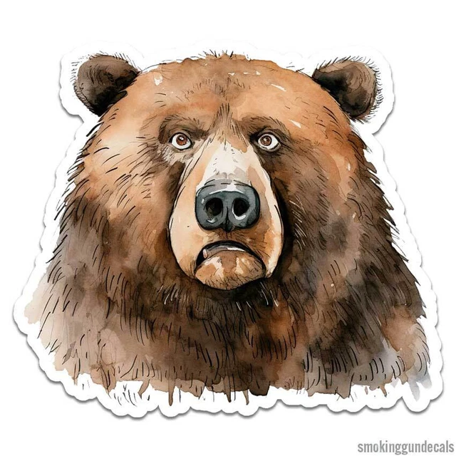 Grizzly Brown Bear Sticker Indoor Outdoor Phone Decal Water Bottle ...