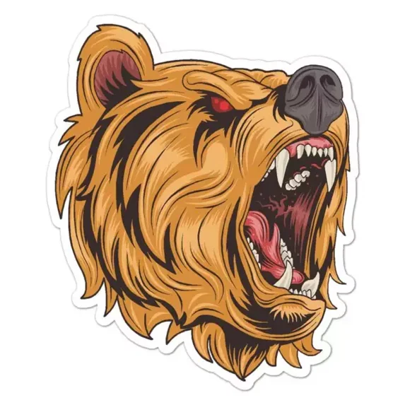 Grizzly Brown Bear Sticker Indoor Outdoor Phone Decal Water Bottle ...