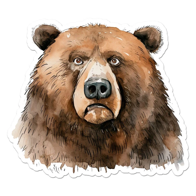 Grizzly Brown Bear Sticker Phone Decal Water Bottle Stickers Car Decals ...