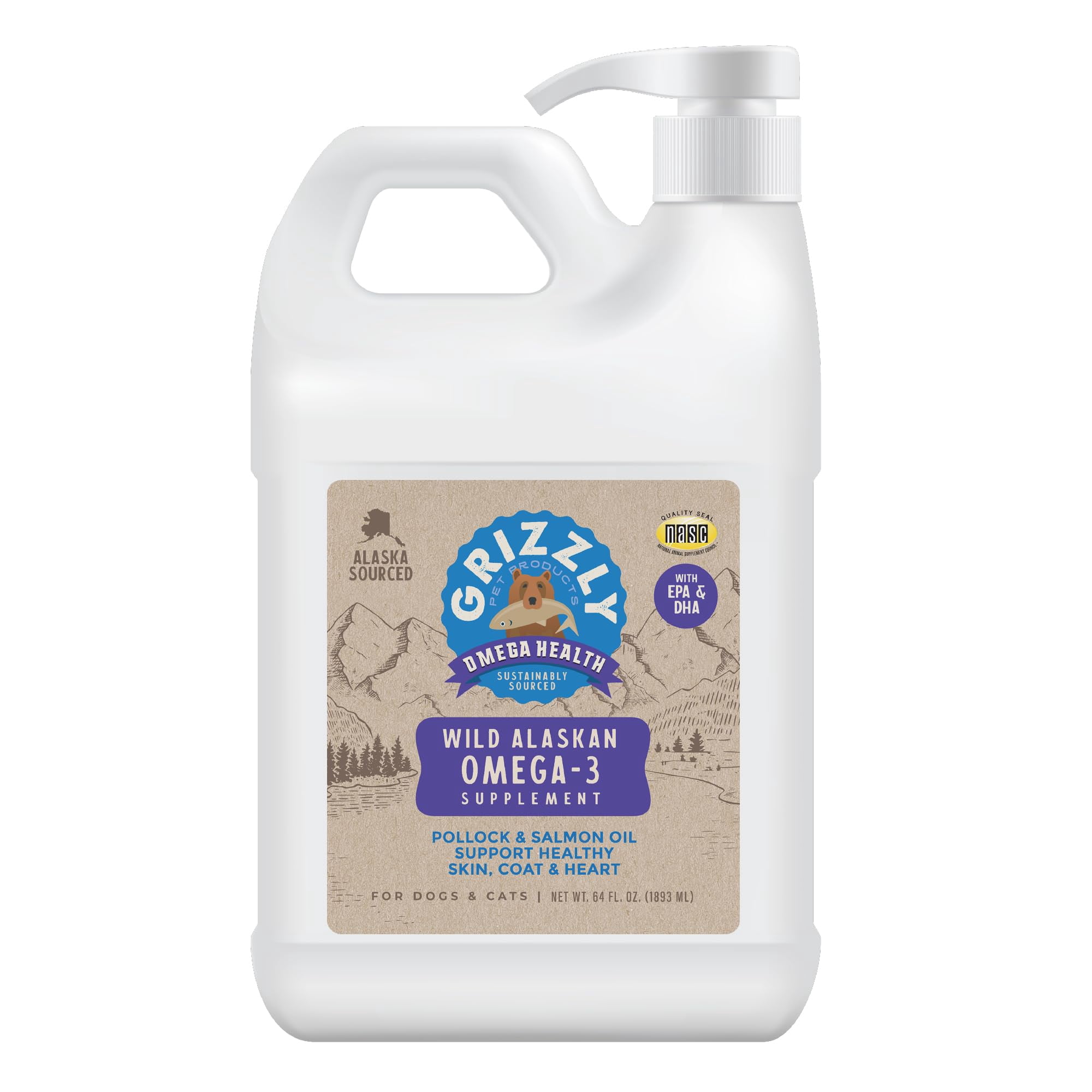 Grizzly Pet Products FEV6 Omega Health Liquid Omega-3 Supplement for ...