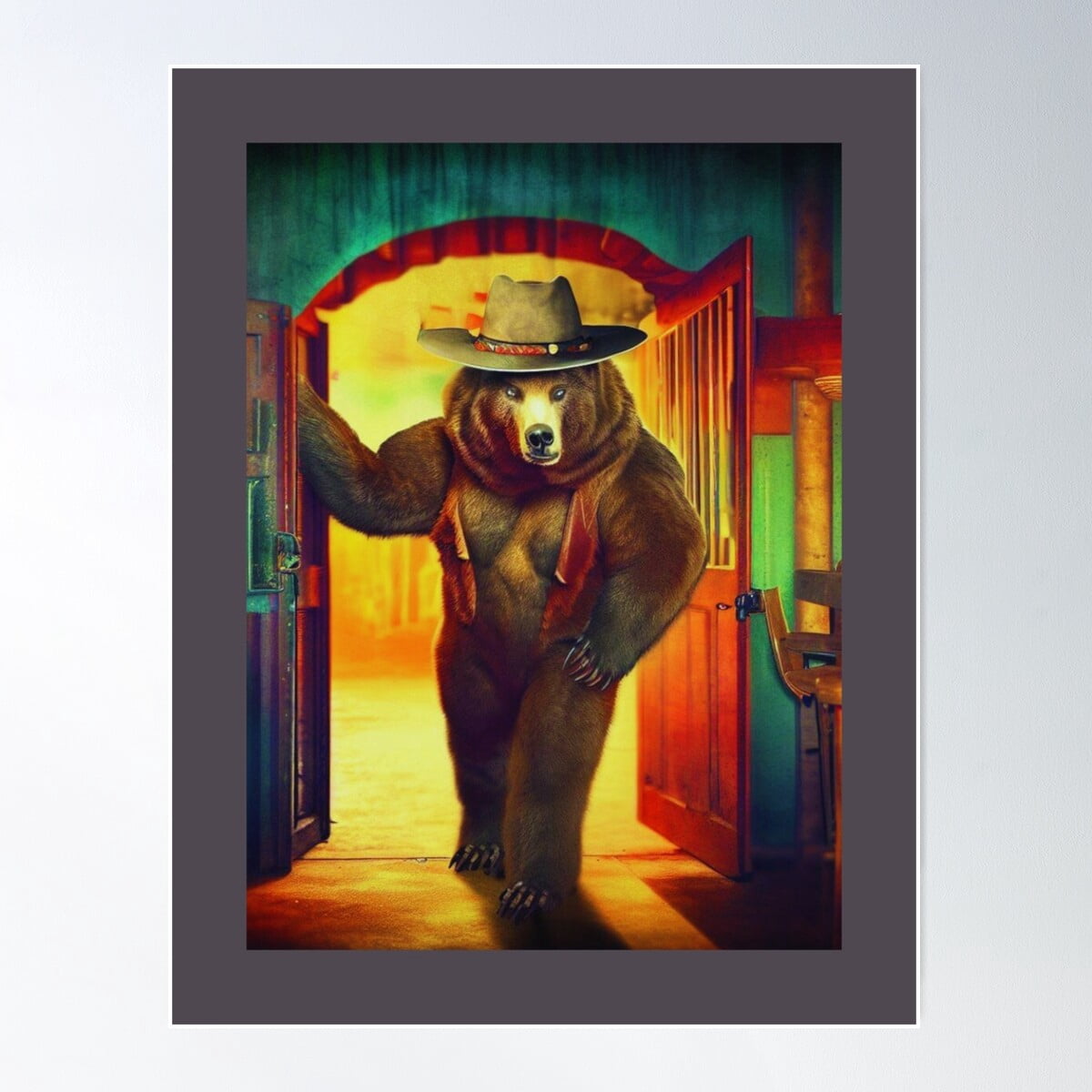 Grizzly Sheriff: The West'S Wildest Cowboy Bear - T-Shirt Design Poster ...