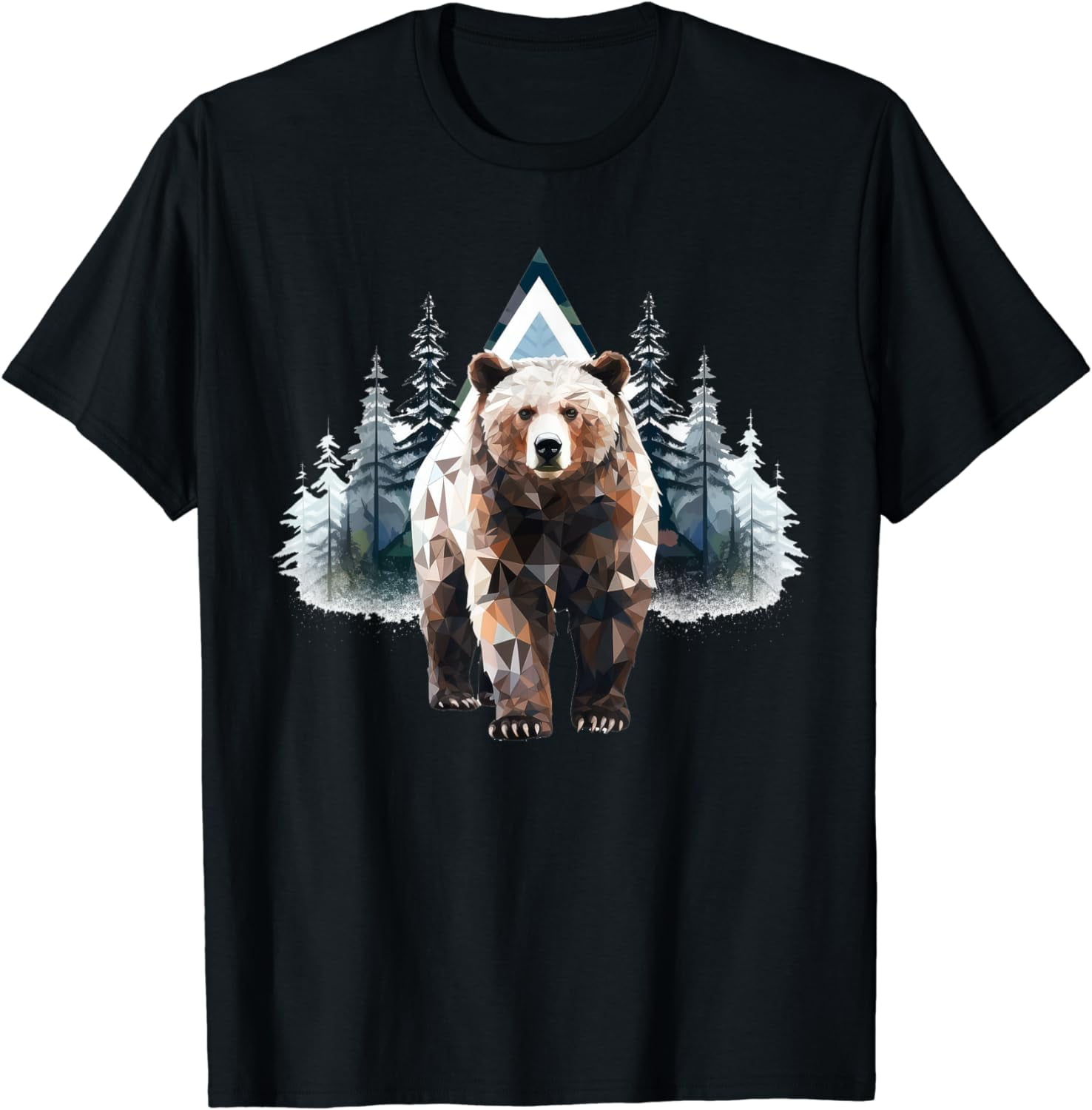 Grizzly bear animal in a geometric figure forest T-Shirt - Walmart.com