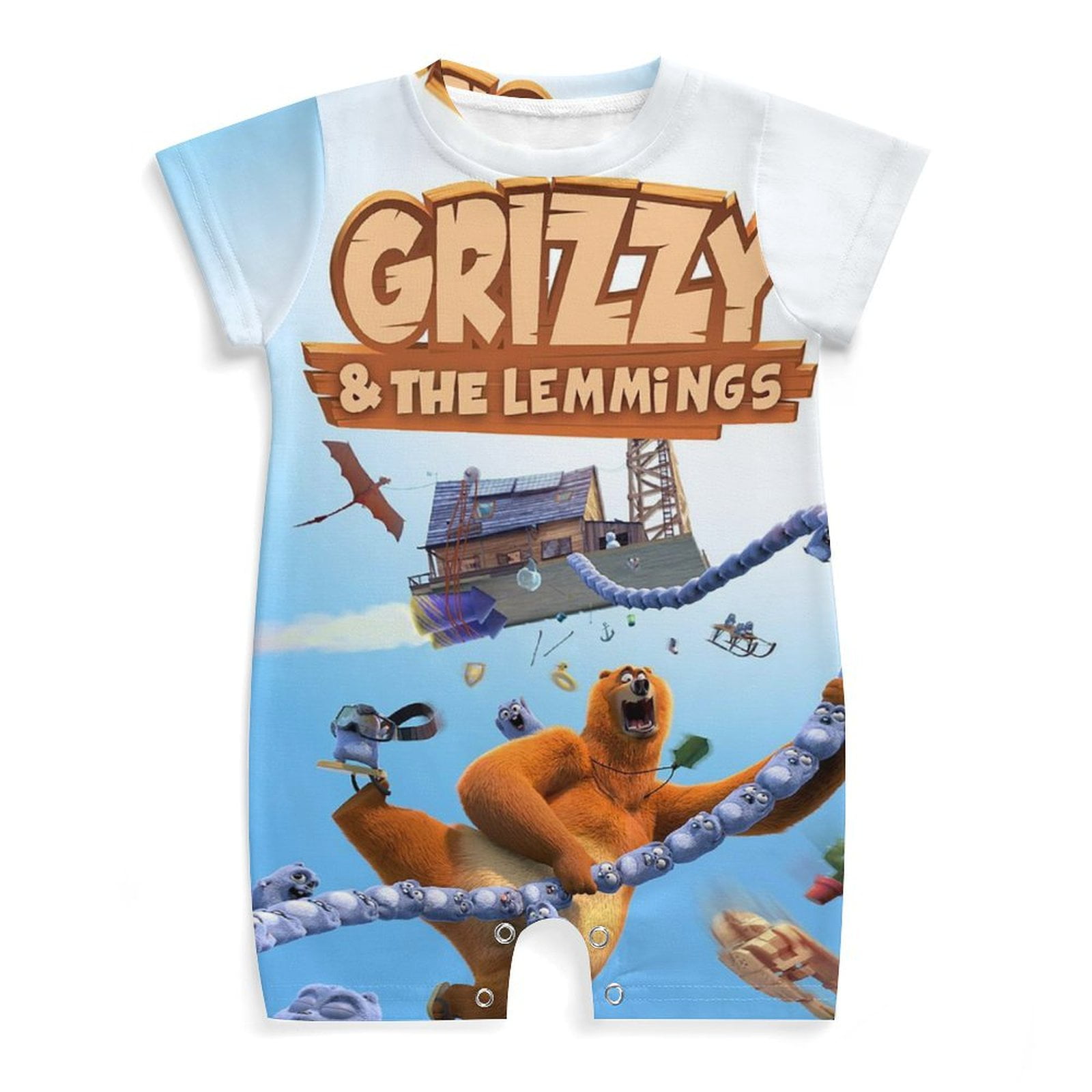 Grizzy And The Lemmings Baby Boy Girl Short Sleeve Romper Clothing Set ...