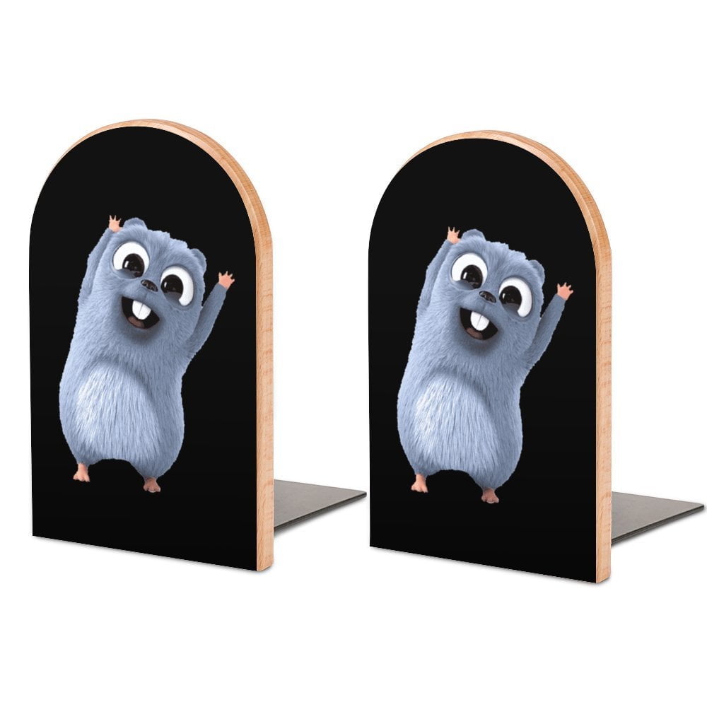 Grizzy And The Lemmings Bookends Wood Book Divider Decorative Shelves ...