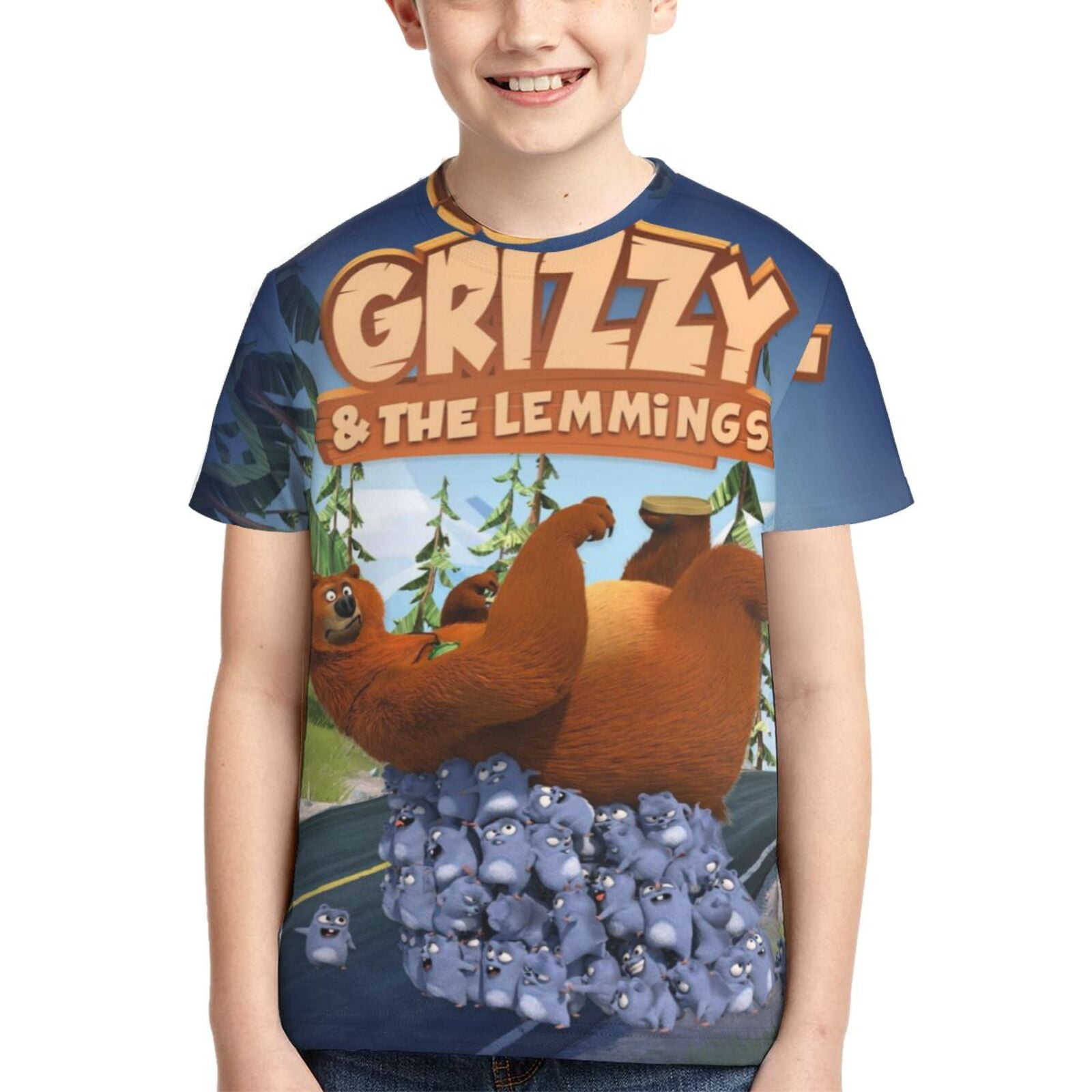 Grizzy And The Lemmings Boys Girls 3d Graphic Printed T-Shirt Crewneck ...