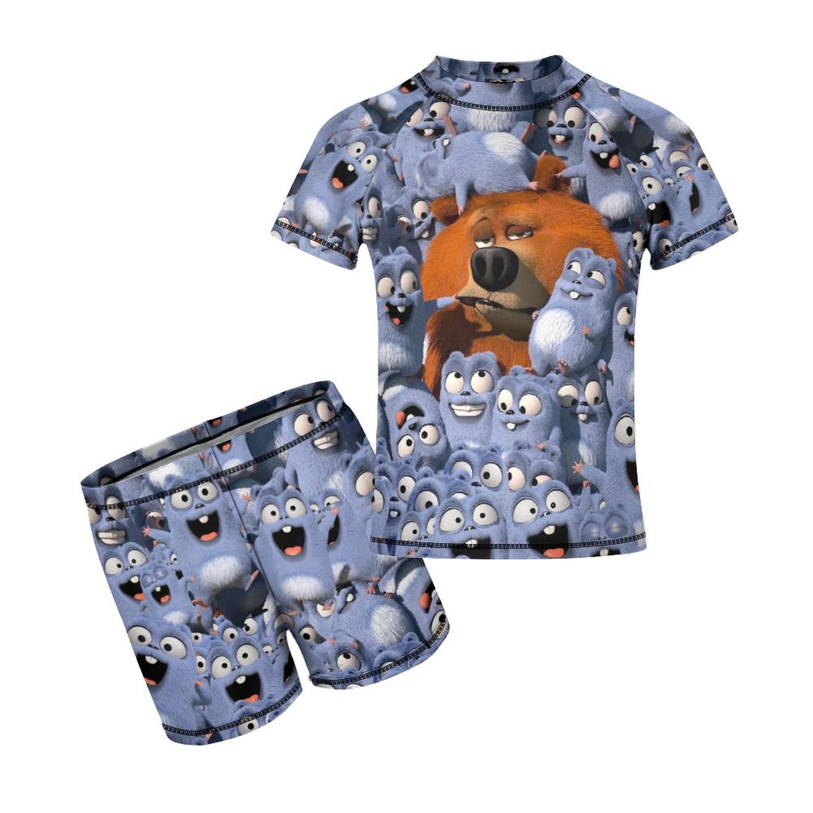 Grizzy And The Lemmings Boys Two Piece Rash Guard Swimsuits Kids Short ...