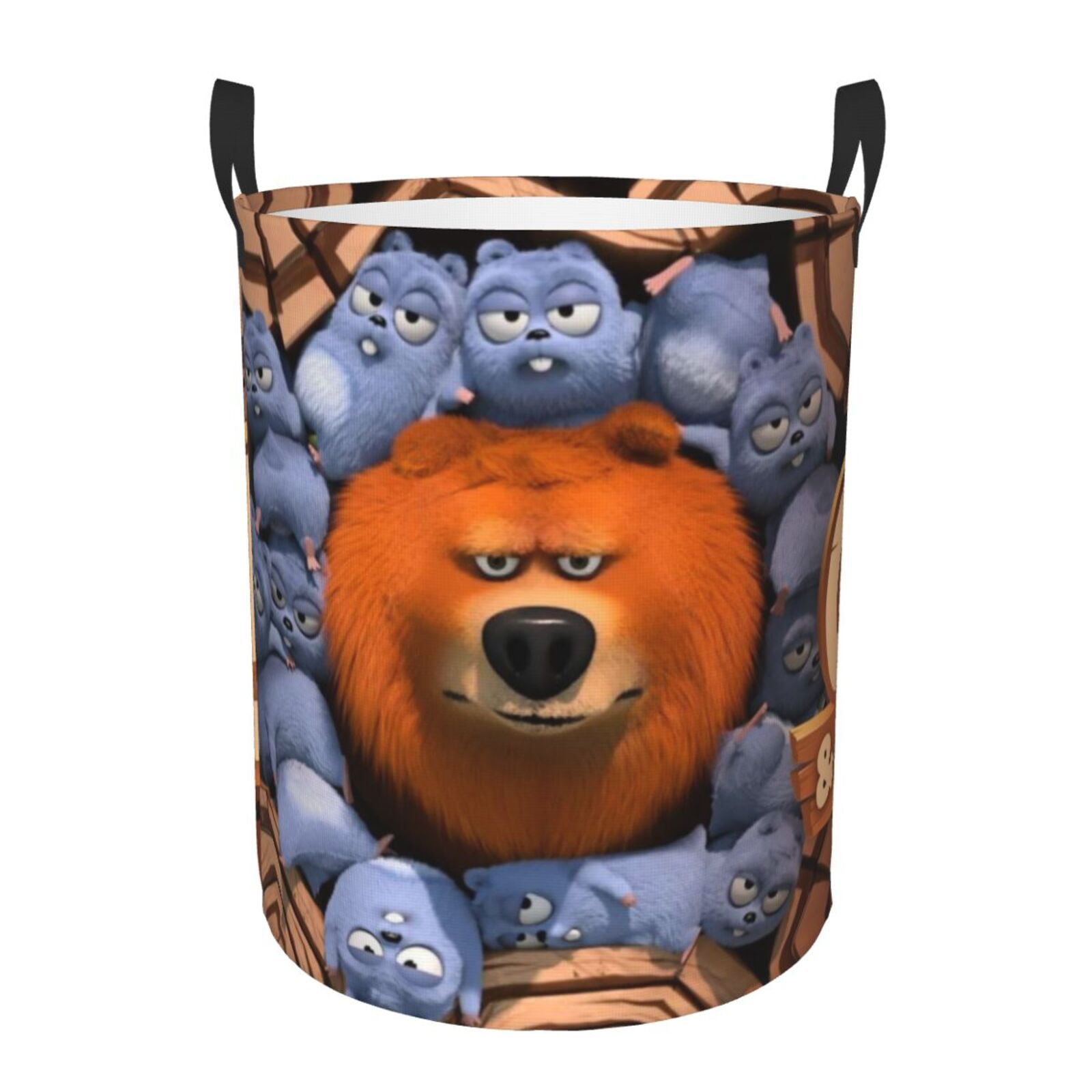 Grizzy And The Lemmings Circular Hamper With Handle Storage Basket ...