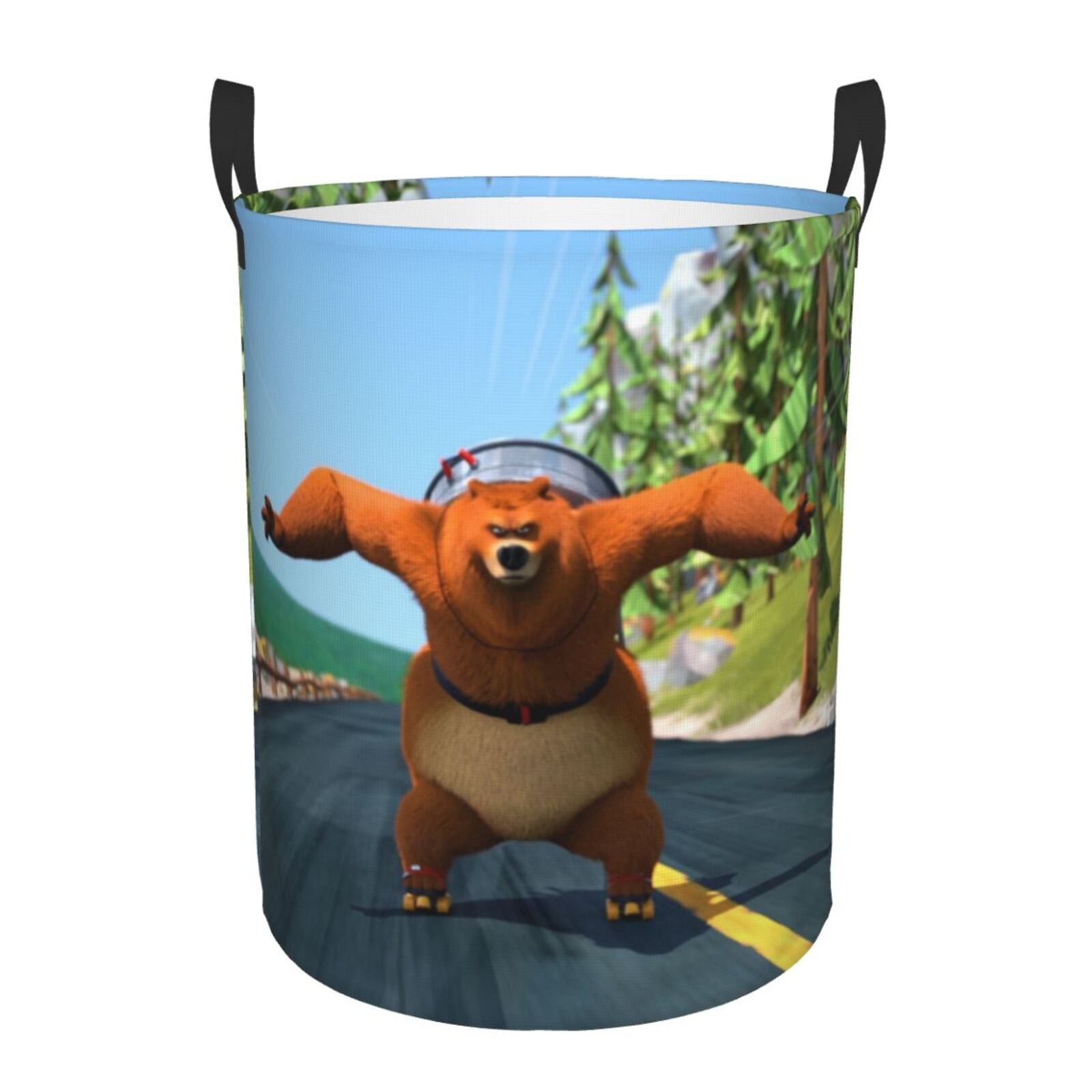 Grizzy And The Lemmings Circular Hamper With Handle Storage Basket ...