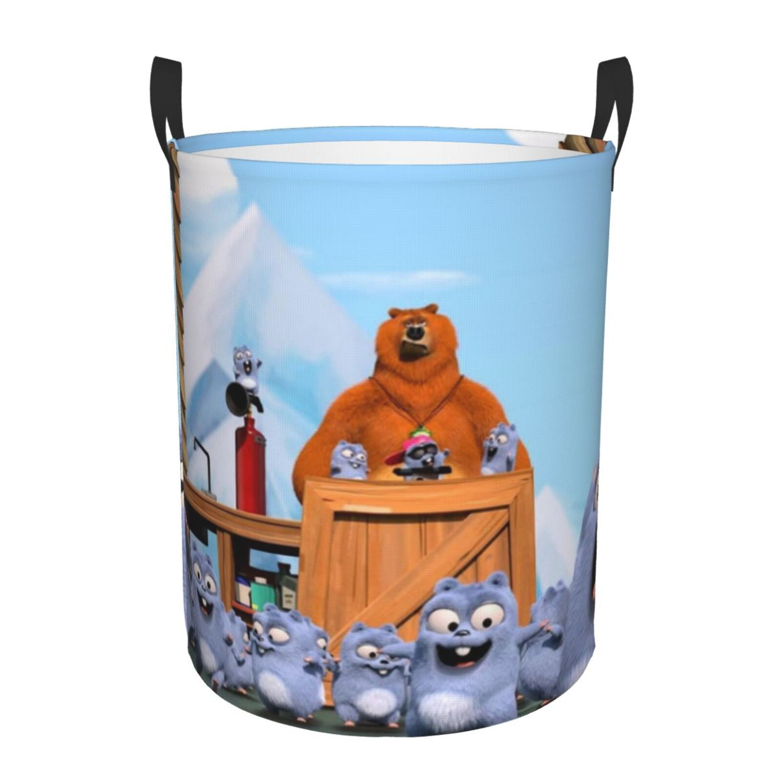 Grizzy And The Lemmings Circular Hamper With Handle Storage Basket ...