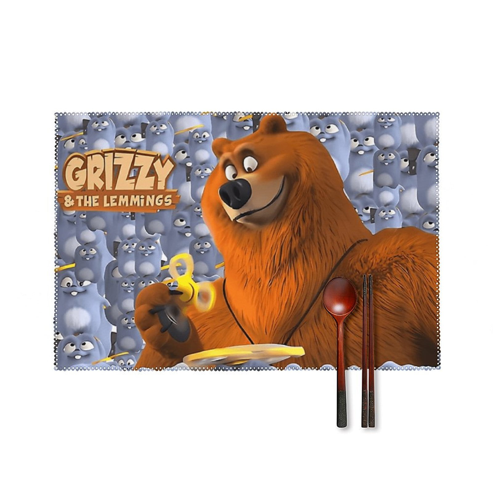 Grizzy And The Lemmings Placemats Set of 4, 12x18 Inch Table Mats for ...