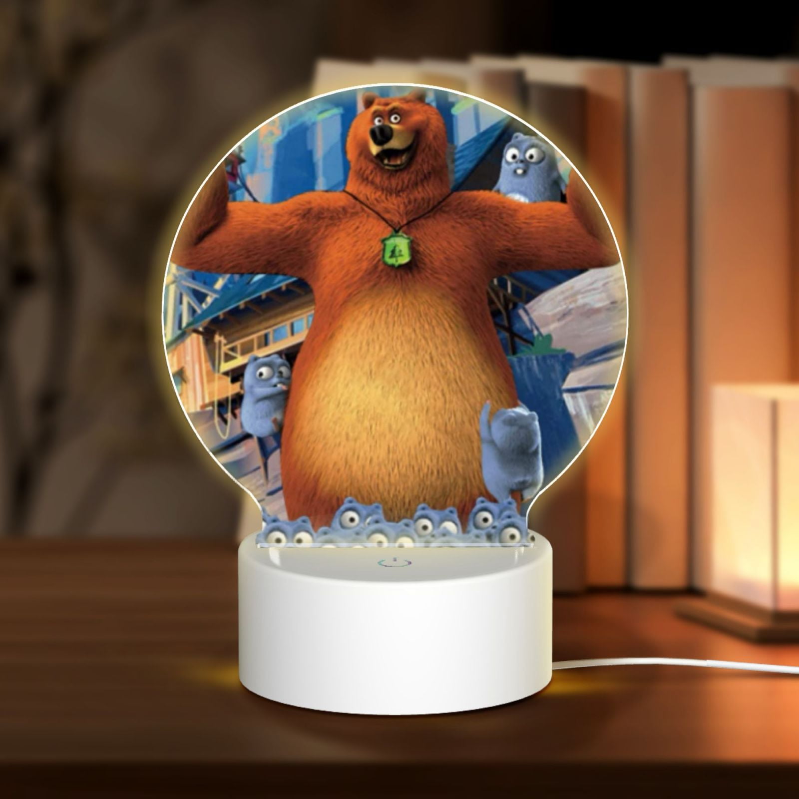 Grizzy And The Lemmings Round Acrylic Night Light Decoration USB Cable ...