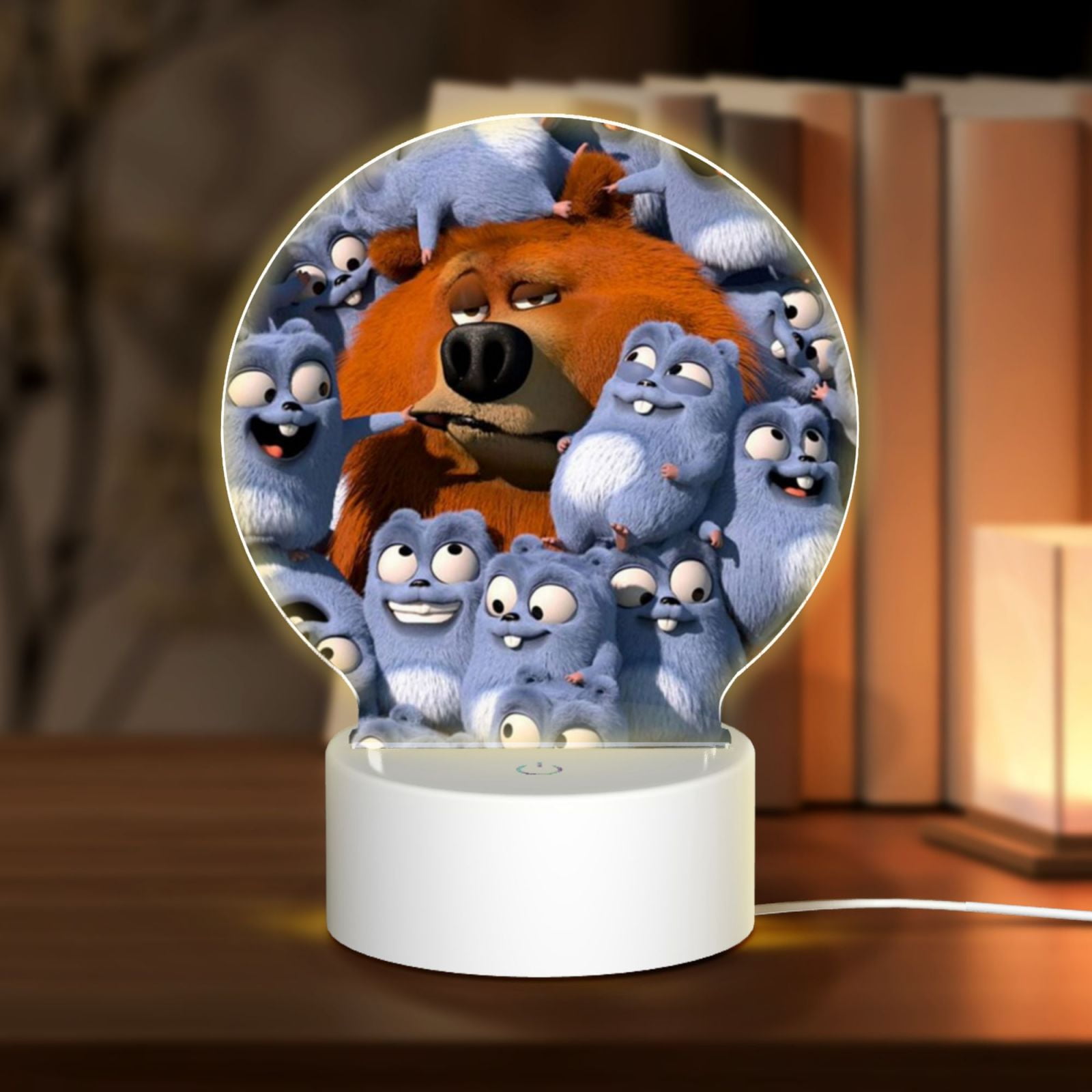 Grizzy And the Lemmings Round Acrylic Night Light Decoration USB Cable ...