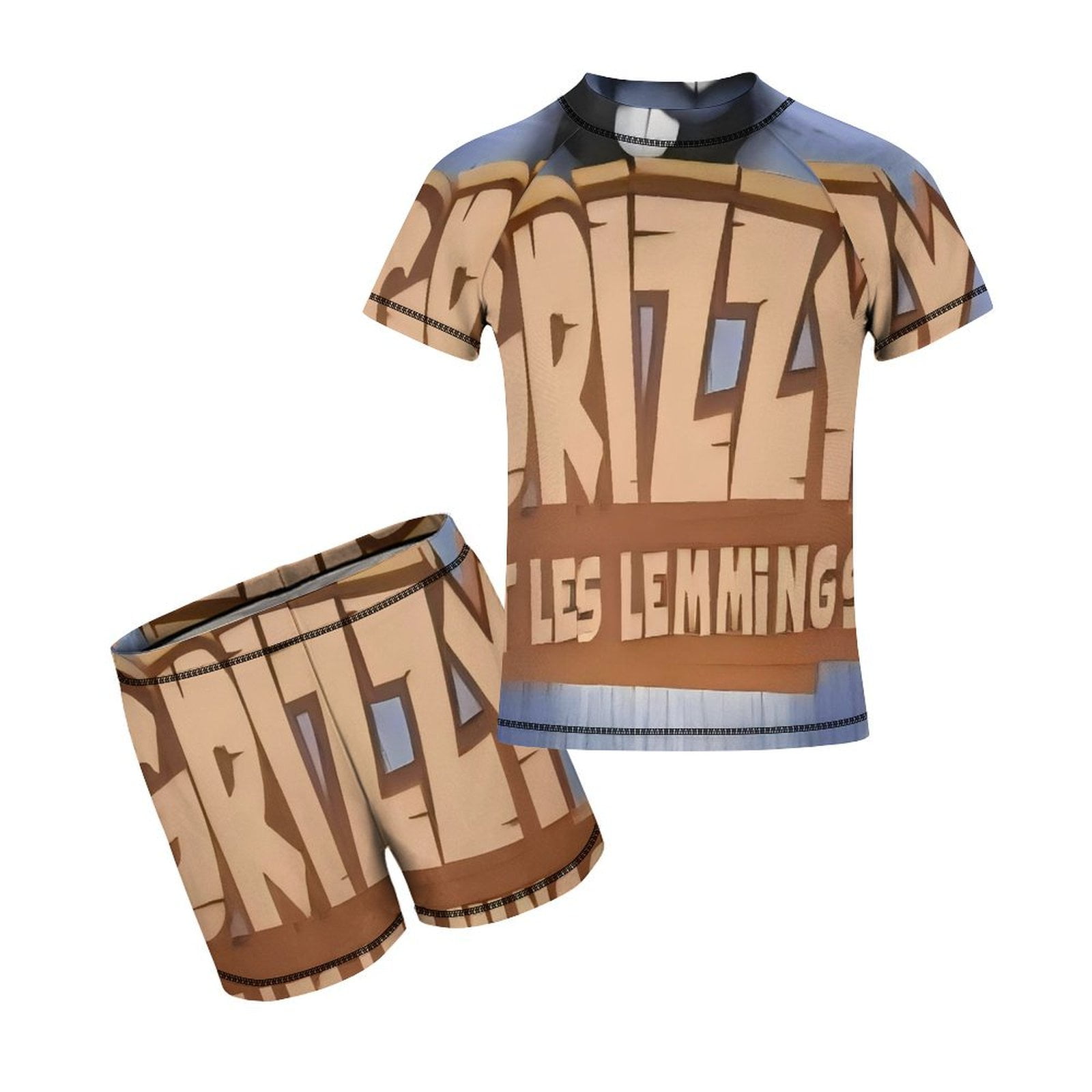 Grizzy Et Les Lemmings Boys 2 piece swimsuit set short sleeve 7-9Y ...