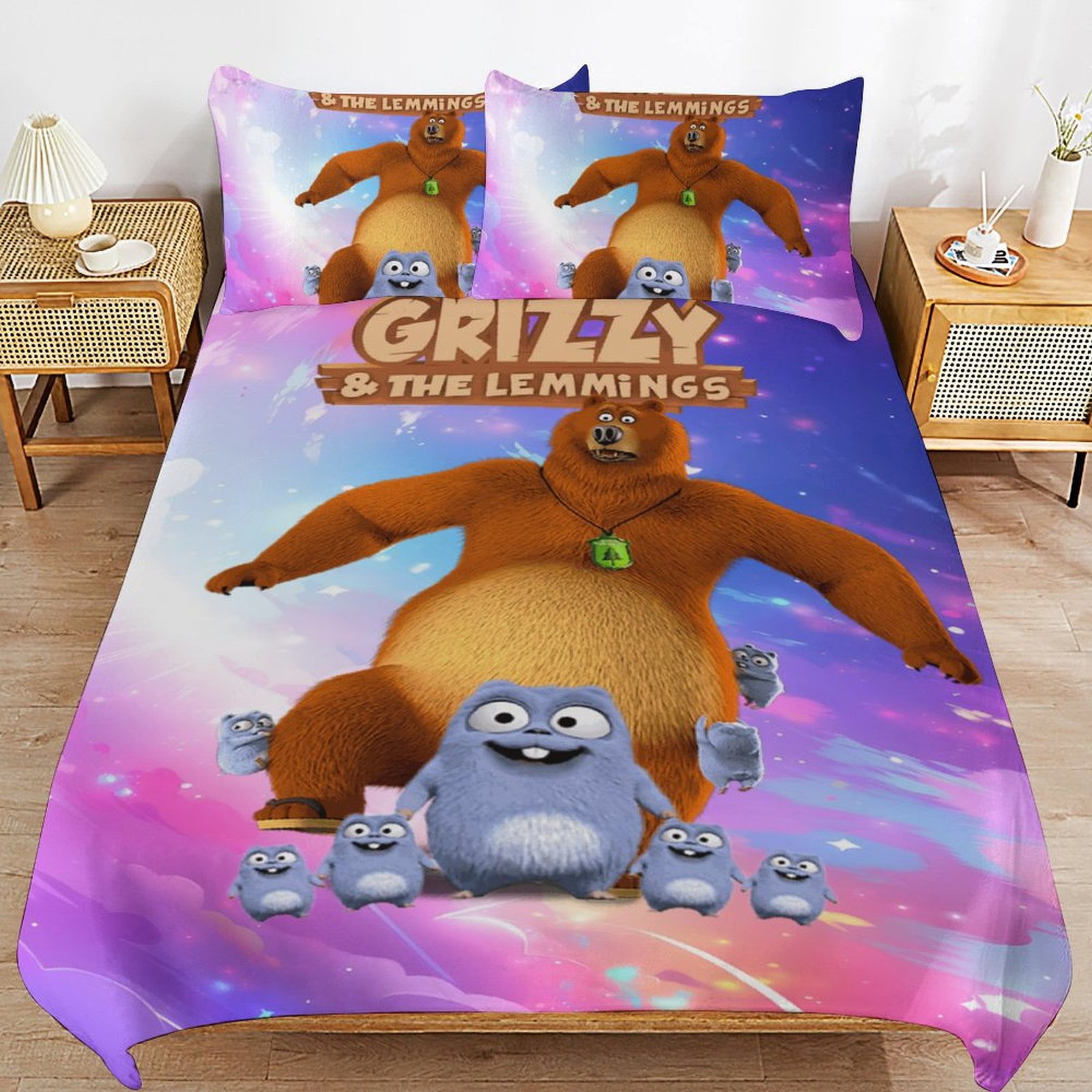 Grizzy and the Lemming 3 Piece Anime Comforter Bedding 1 Set Super Soft ...