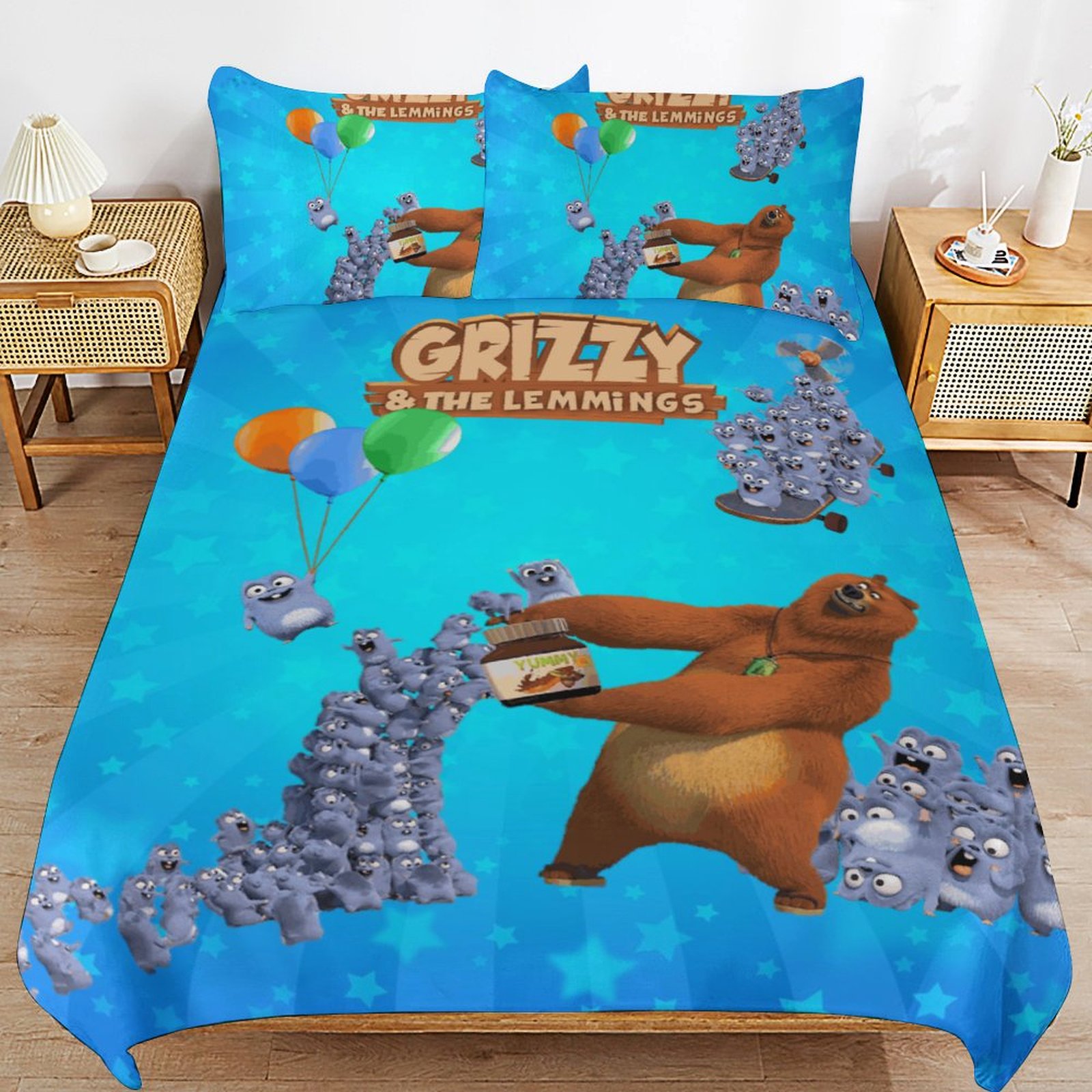 Grizzy and the Lemming 3 Piece Anime Comforter Bedding 1 Set Super Soft ...