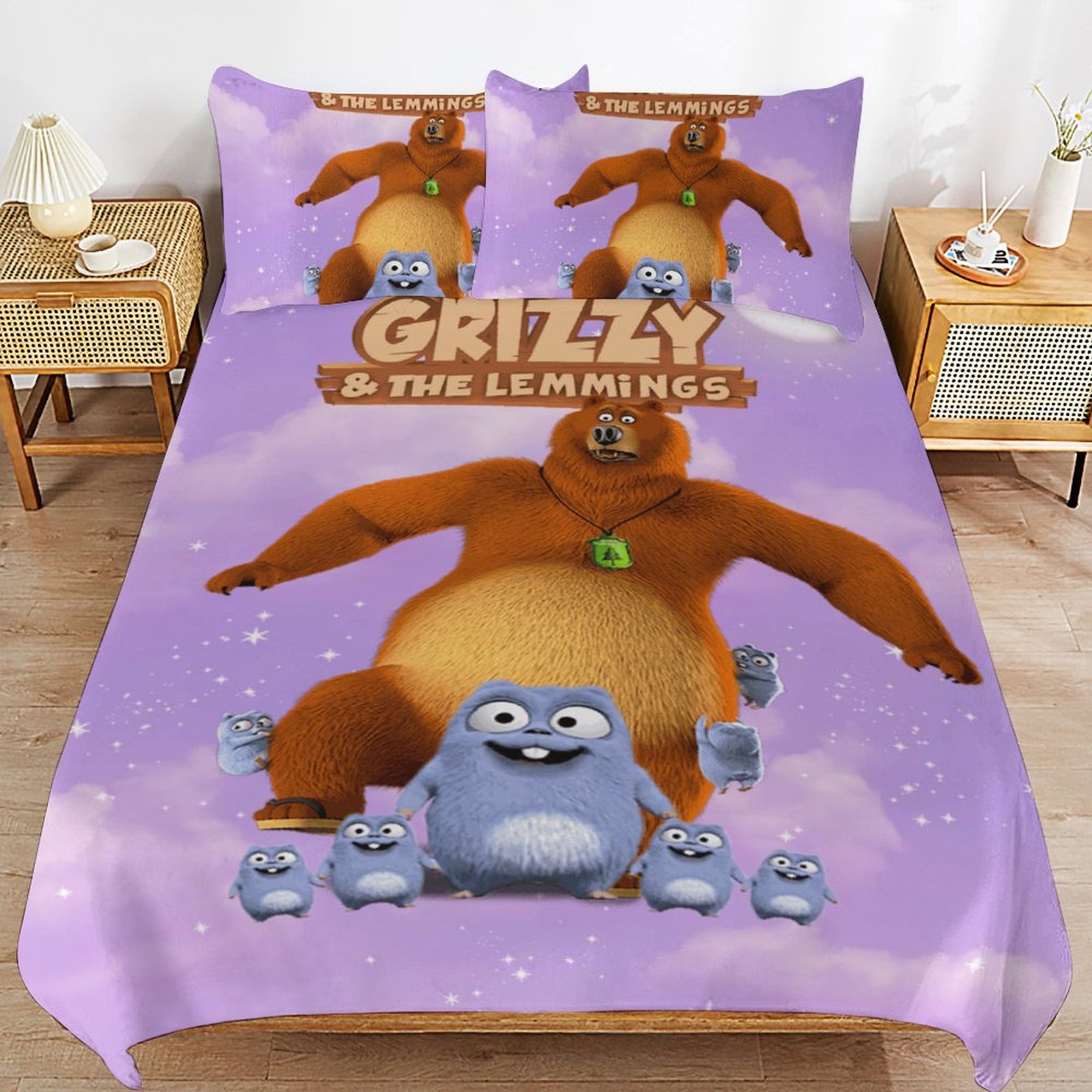 Grizzy and the Lemming 3 Piece Anime Comforter Bedding 1 Set Super Soft ...