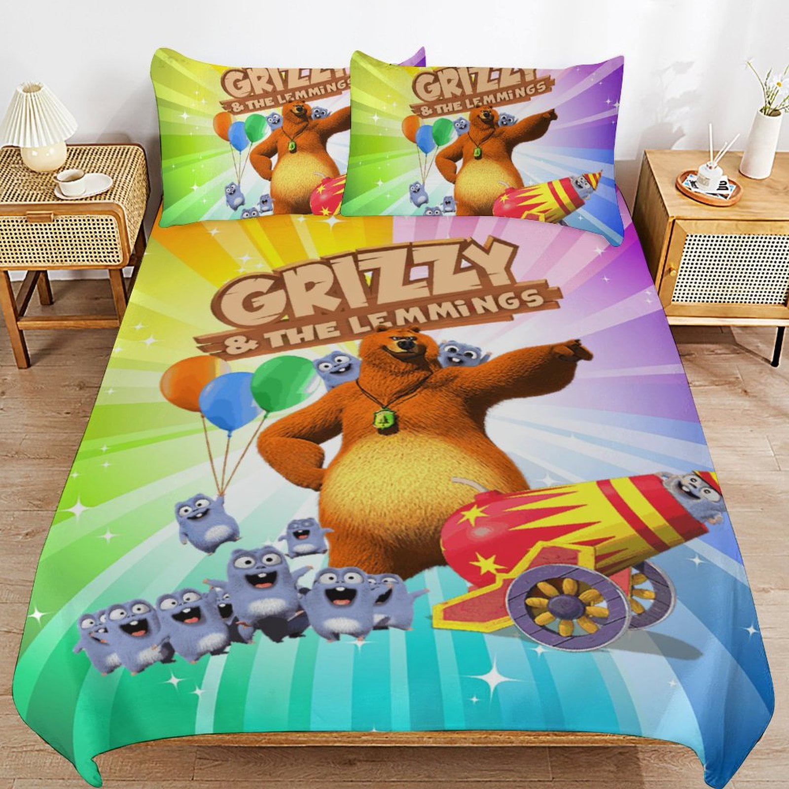 Grizzy and the Lemming 3 Piece Anime Comforter Bedding 1 Set Super Soft ...