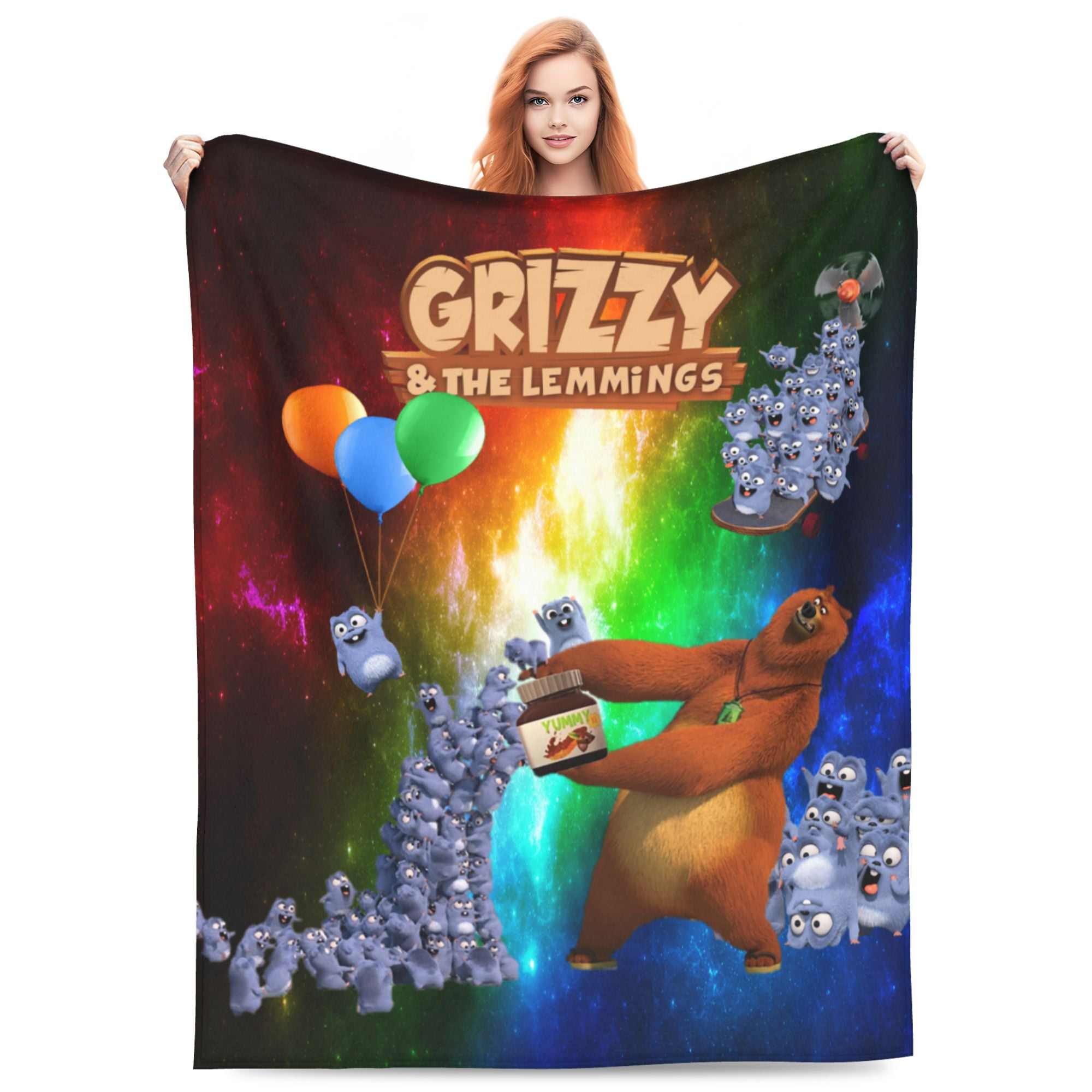 Grizzy and the Lemming Bed Blanket 3D Printed Throw Blanket Lightweight ...