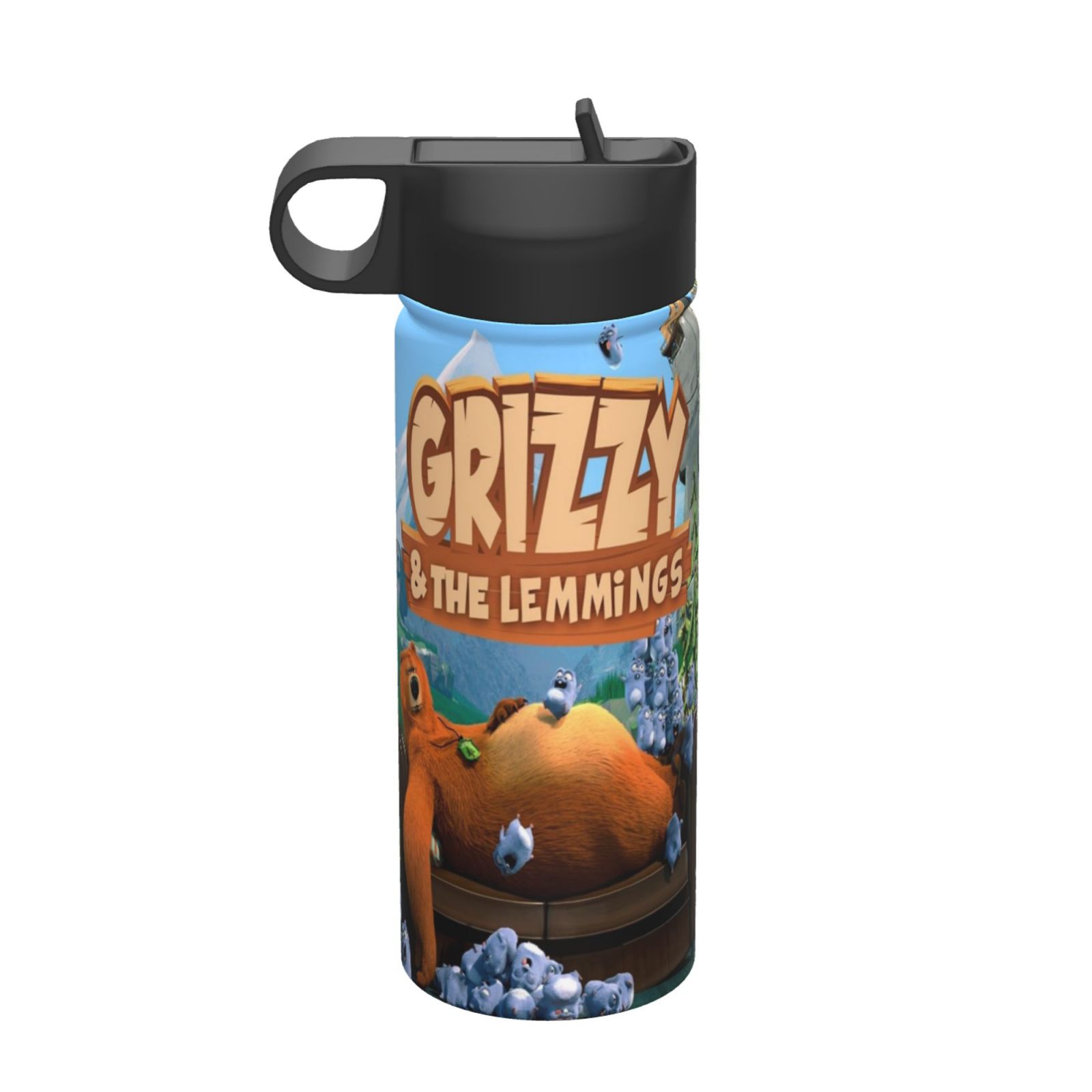 Grizzy and the Lemming Insulated Water Bottle with Straw Stainless ...