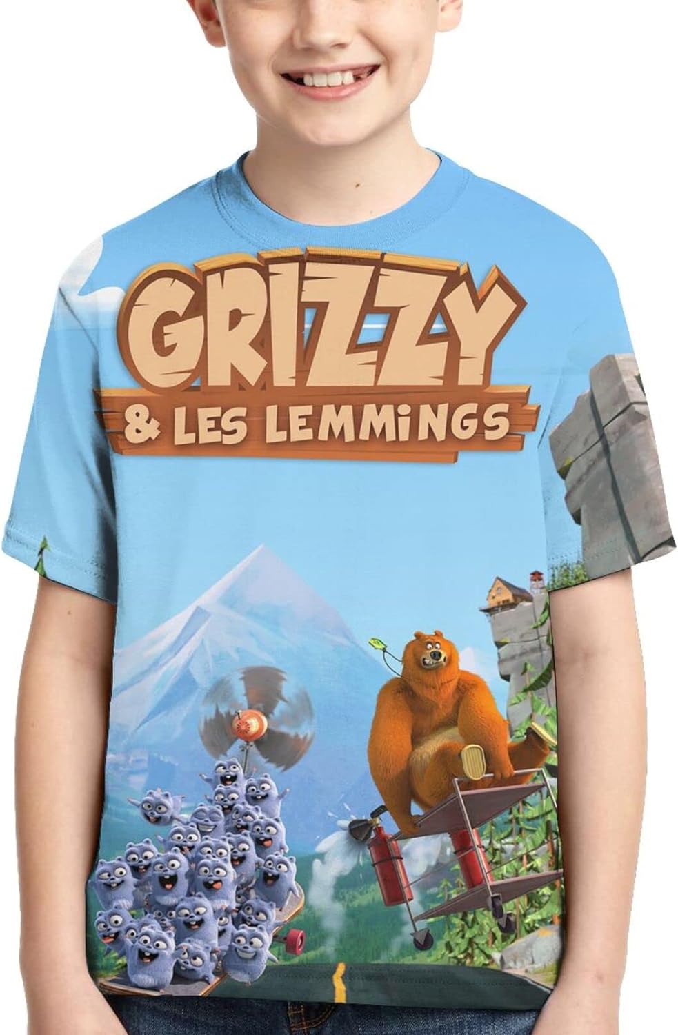 Grizzy?and?The?Lemmings 3D Print T-Shirts for Boys Teens Girls Round ...