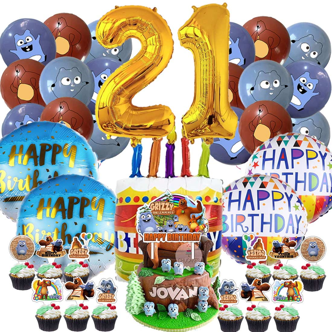 Grizzy and the Lemmings Party Supplies 21th Decor Kit Balloons Birthday ...