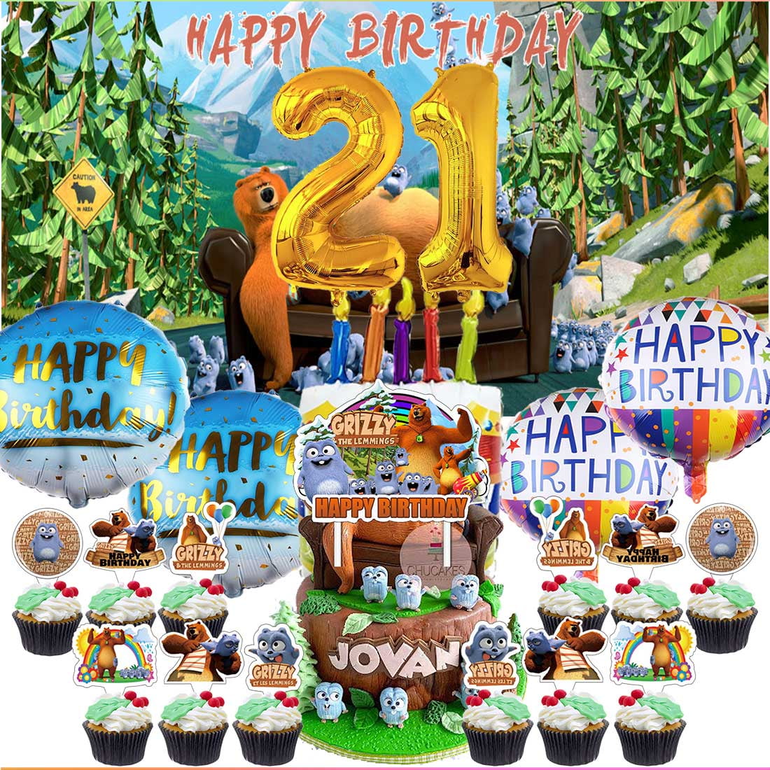 Grizzy and the Lemmings Party Supplies Decor 21th Kit Balloons Birthday ...