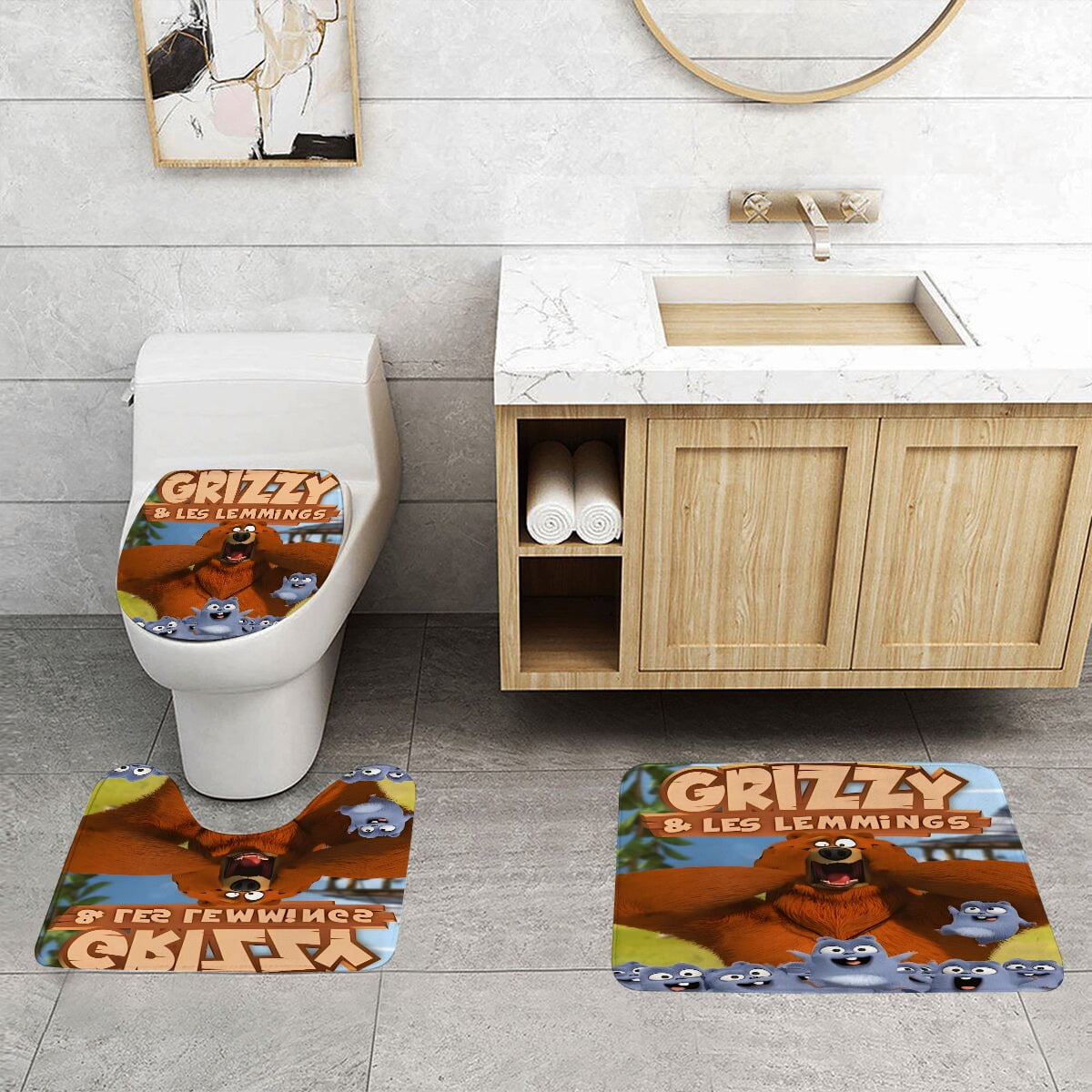 Grizzy and the Lemmings floor mat and toilet set is durable, machine ...