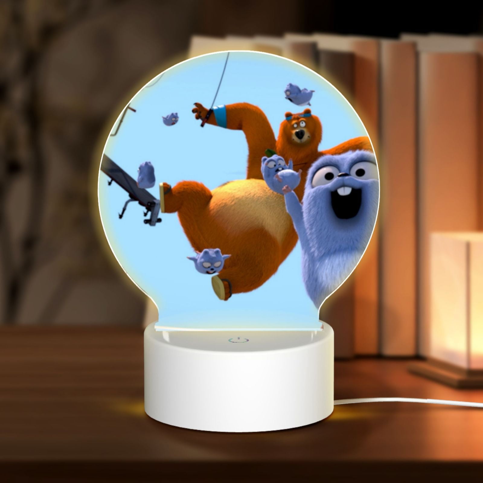 Grizzy & the Lemmings Round Acrylic Night Light Decoration USB Cable ...